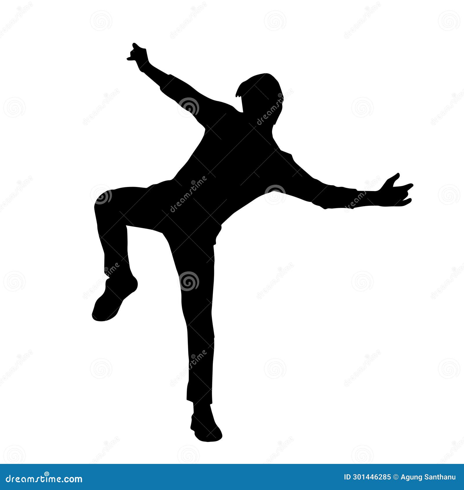 Silhouette of a Male Dancer in Action Pose. Stock Vector - Illustration ...