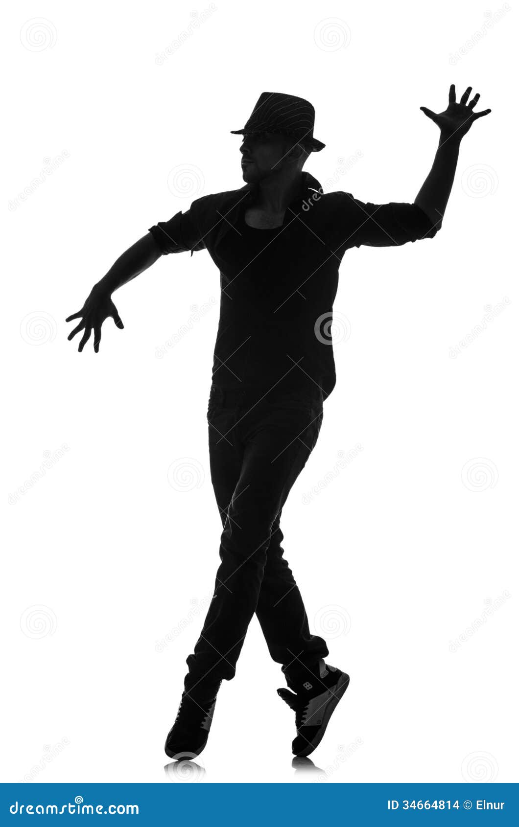 Silhouette of male dancer stock photo. Image of acrobatic - 34664814