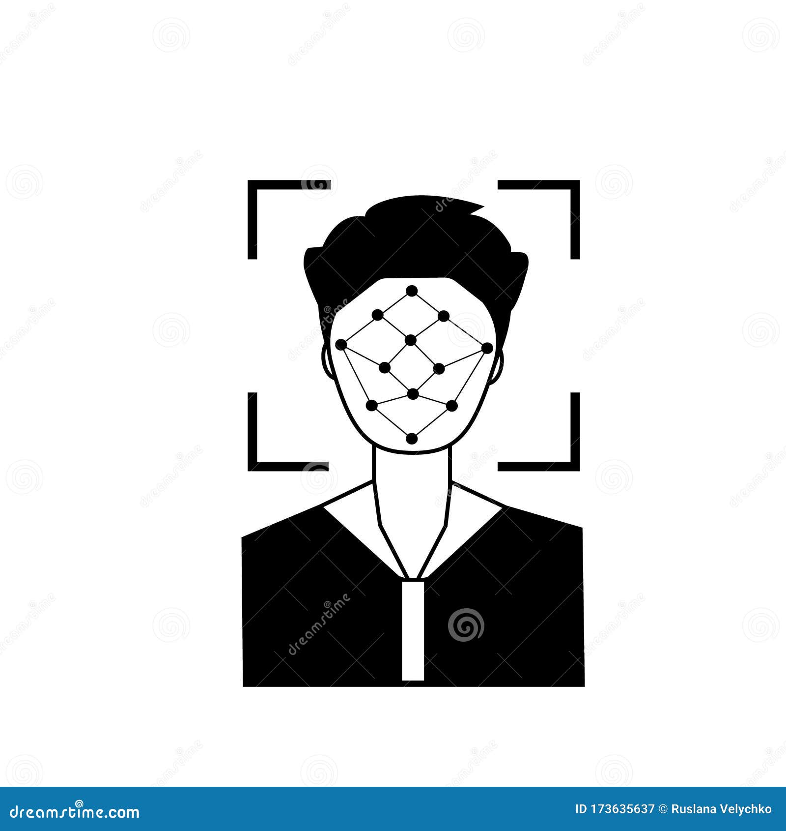 Silhouette Of Male Head In Recognition Camera. Face Scan System ... Silhouette Of Male Head In Recognition Camera. Face Scan System ...