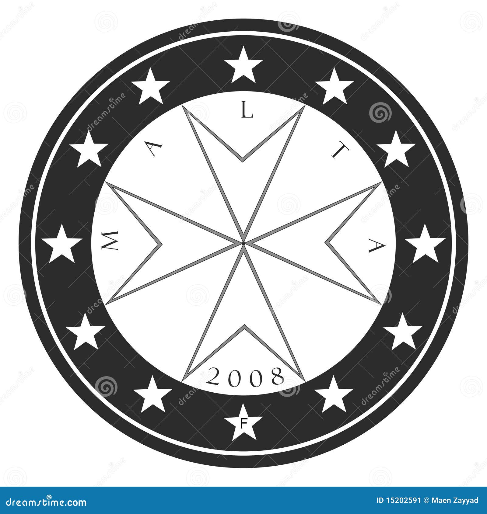 Silhouette Maltese Coin stock illustration. Illustration of symbol ...