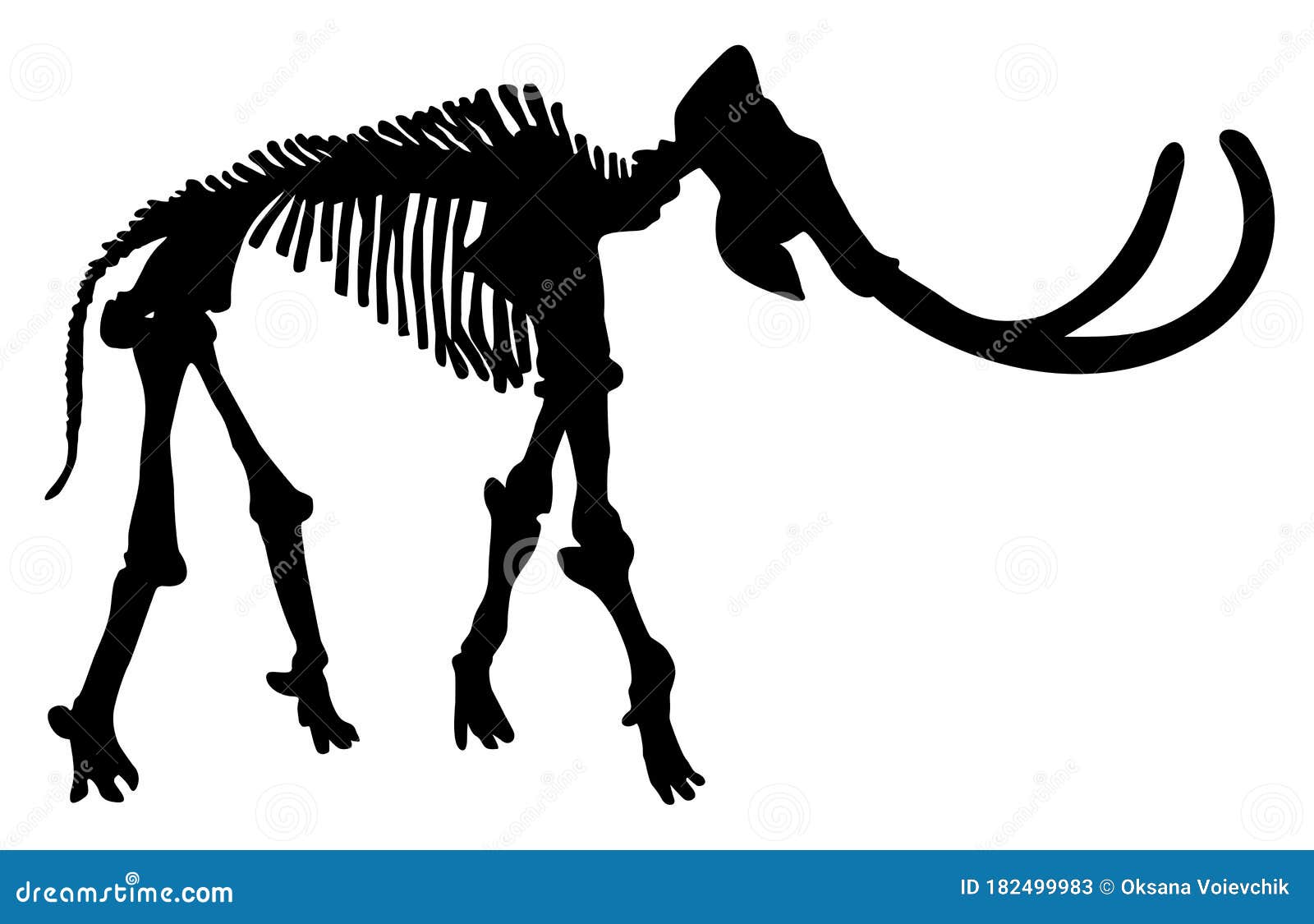 Silhouette of a Mammoth Skeleton Vector Stock Vector - Illustration of ...