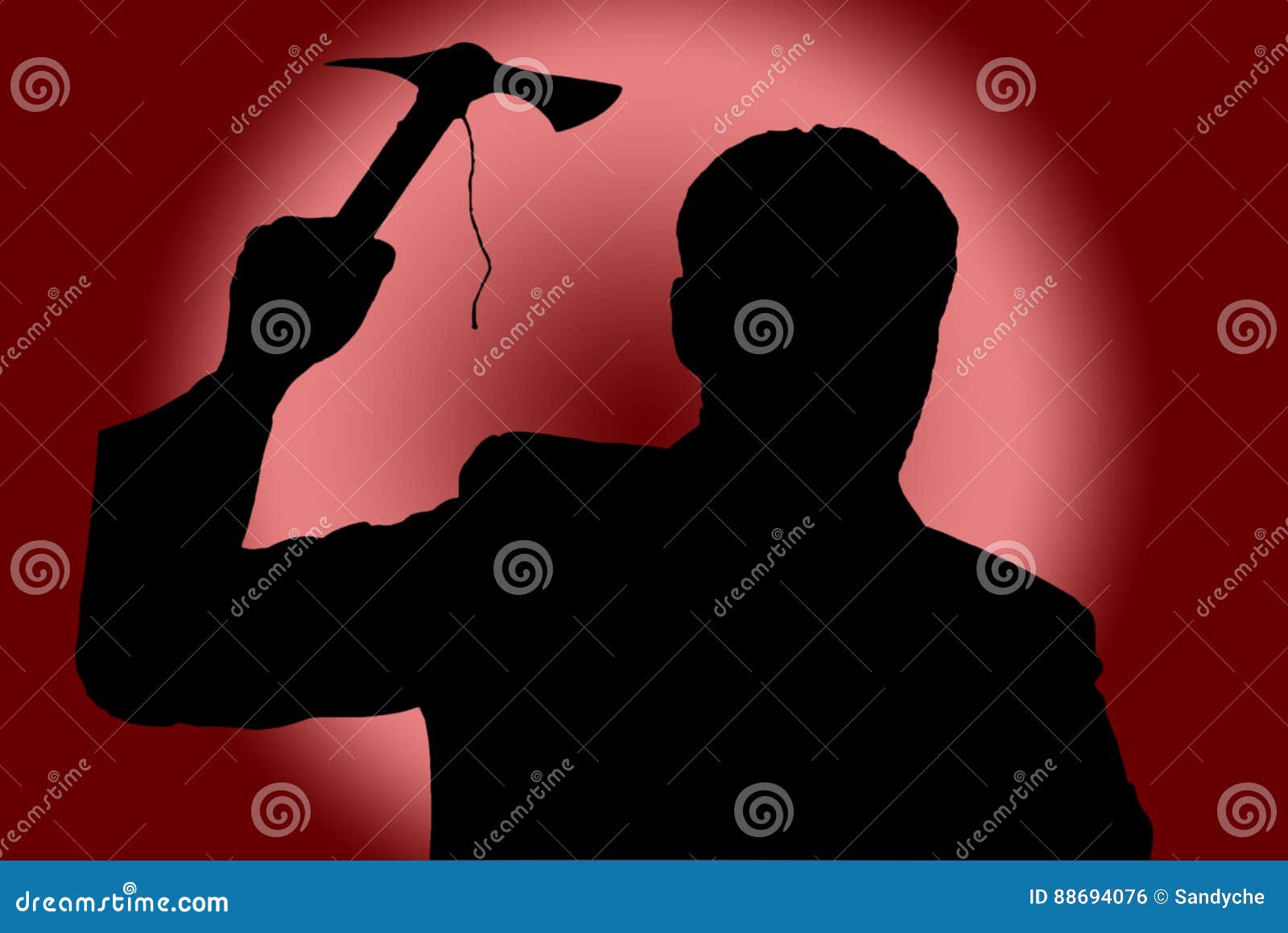 Silhouette of Man with Ax on Red Background Stock Photo - Image of ...