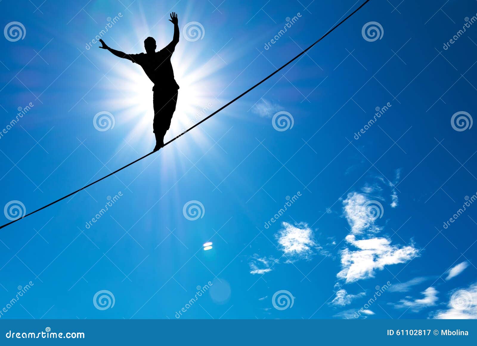 Silhouette of Man Balancing on the Rope Concept of Risk Taking Stock ...