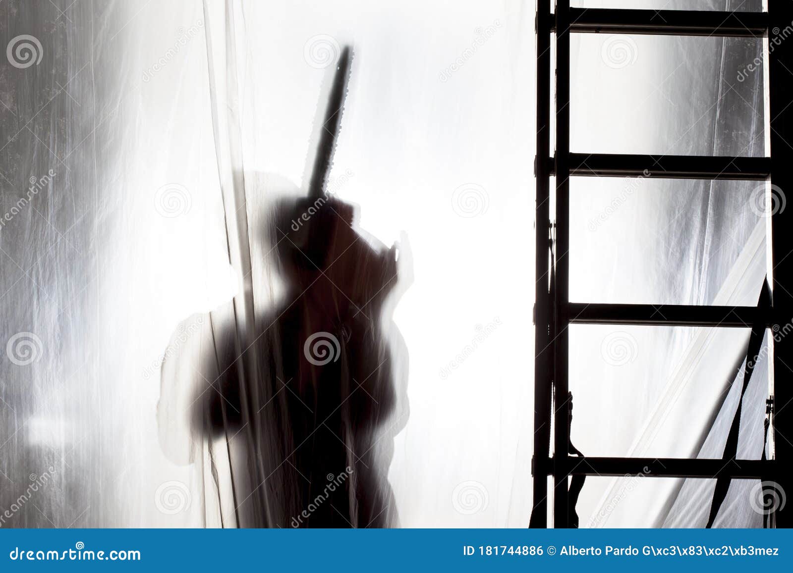 Silhouette of Man Behind a Plastic Stock Photo - Image of people ...