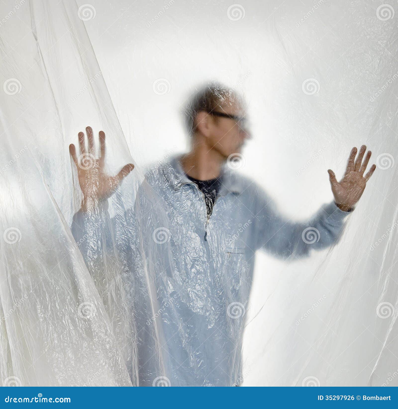 Silhouette of a Man Behind Plastic Stock Photo - Image of fright, crazy ...