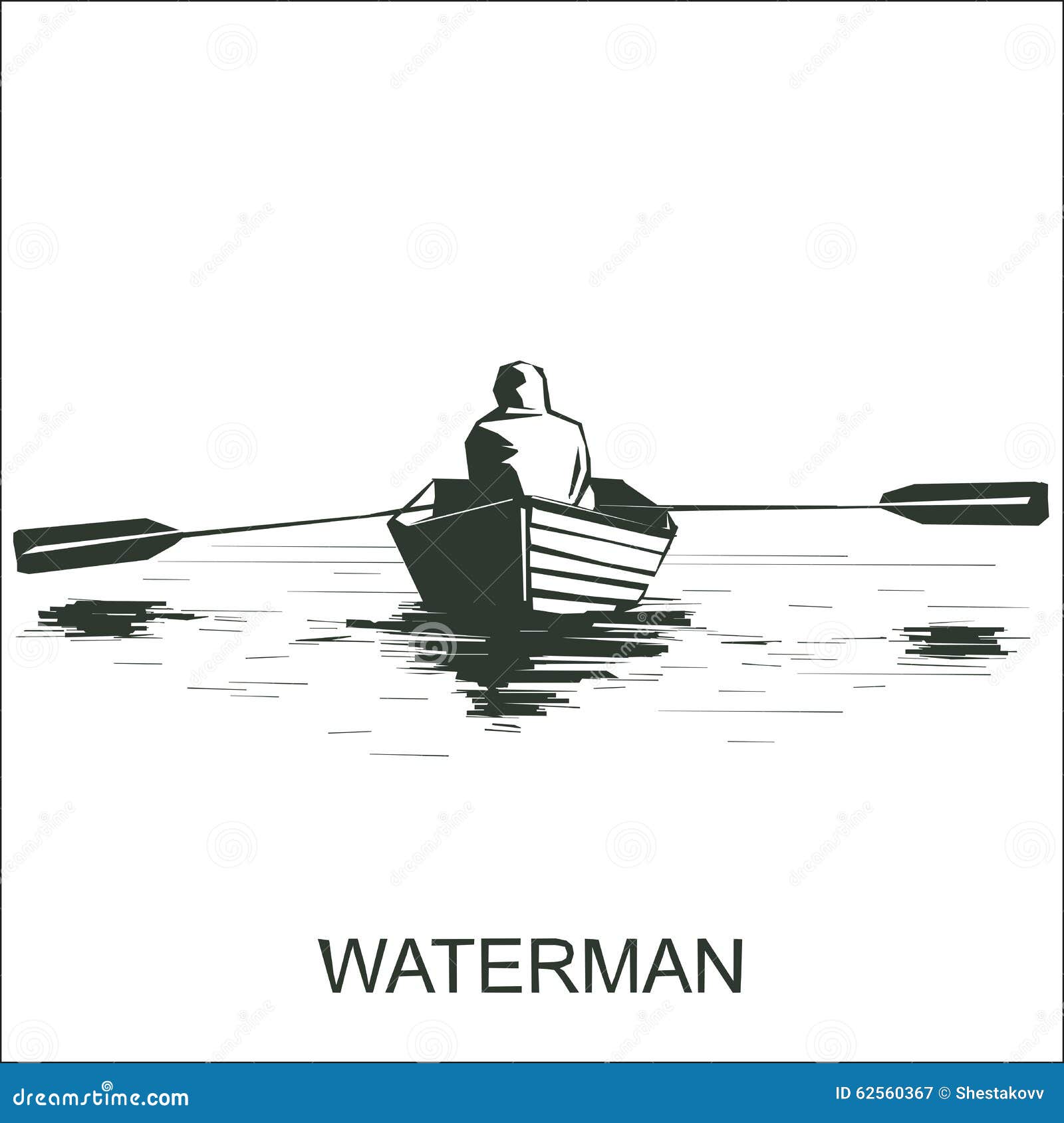 Silhouette Of A Man On Boat Cartoon Vector | CartoonDealer.com #62560367