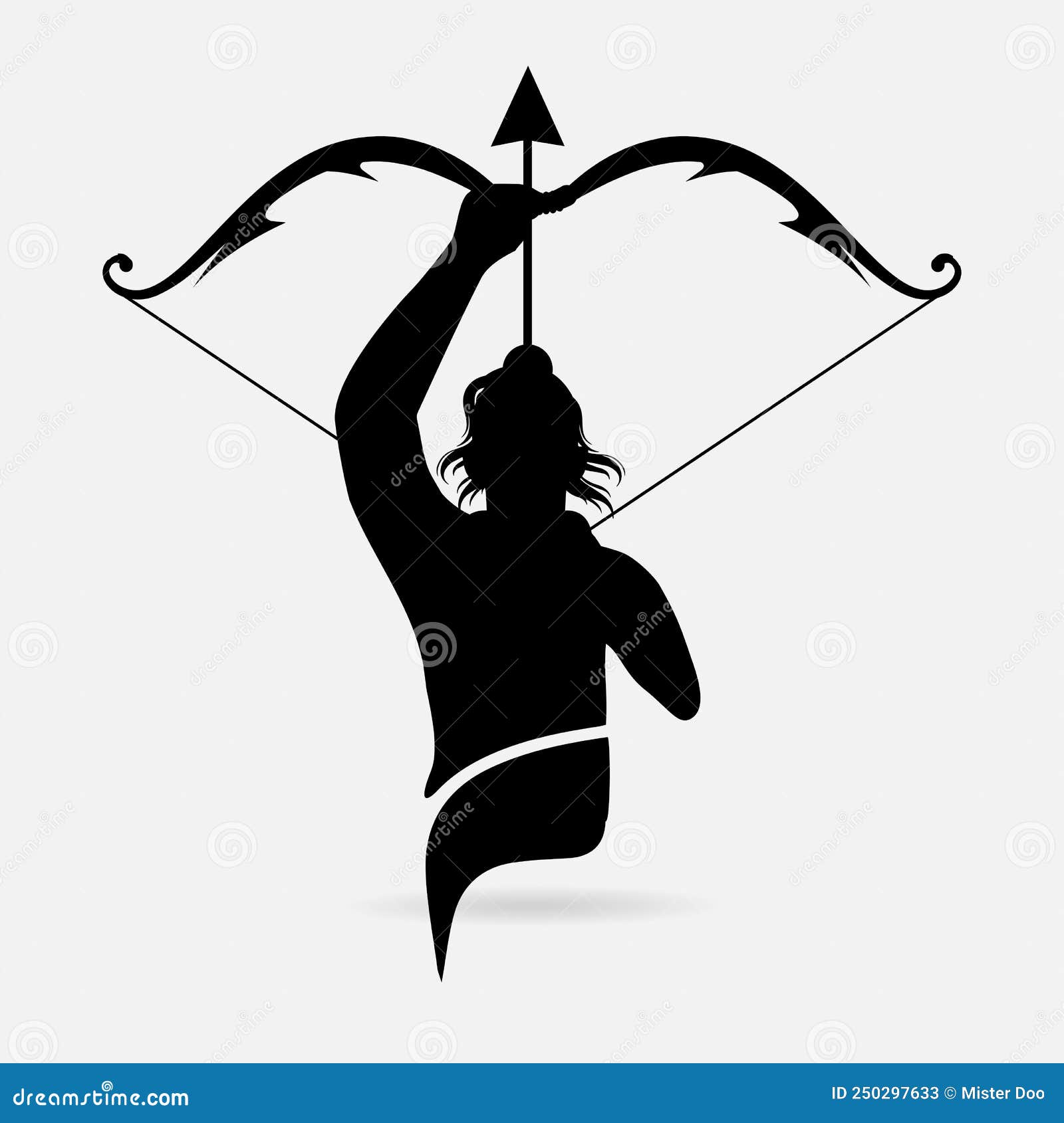 Silhouette of Man Bow Arrow Vector Illustration Stock Vector ...