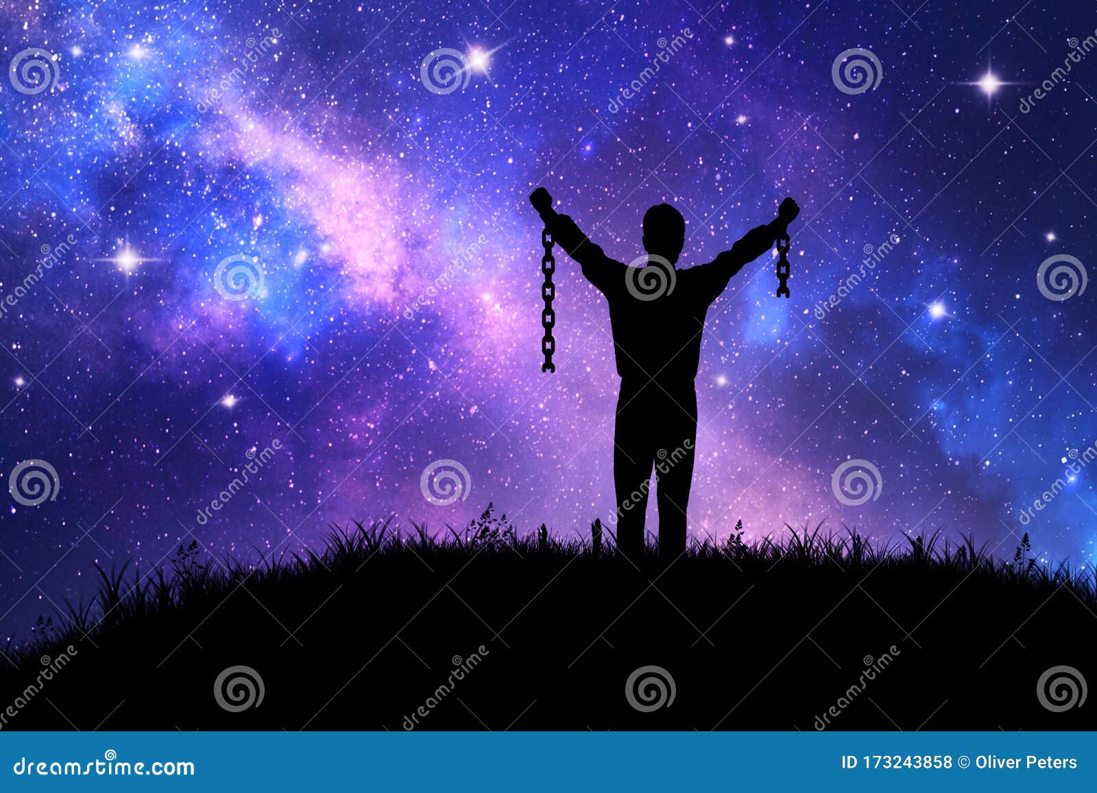 Man with Broken Chains at Night Stock Photo - Image of people, sunrise ...