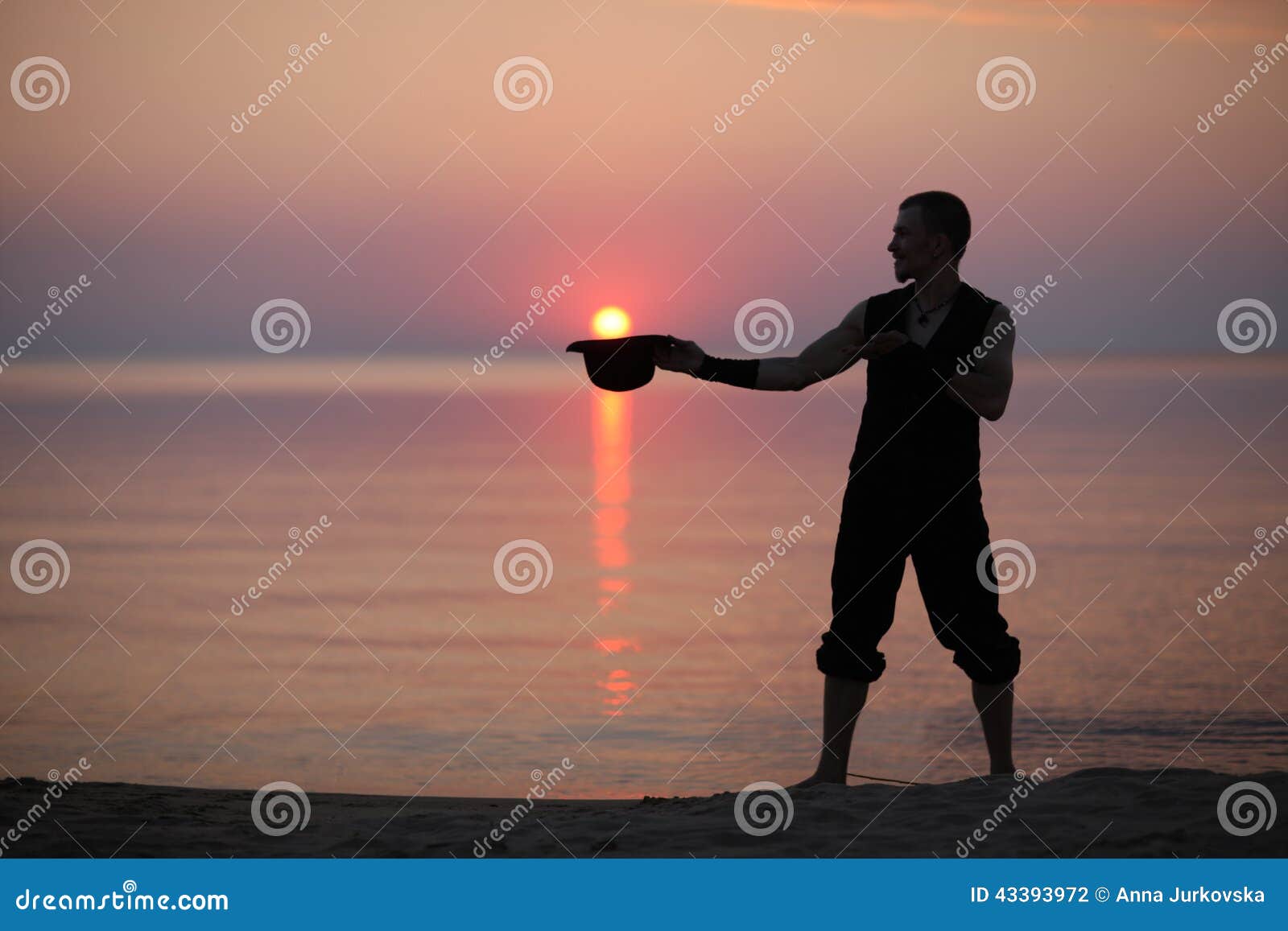 Silhouette Man Catching Sun His Hat Stock Photos - Free & Royalty-Free ...