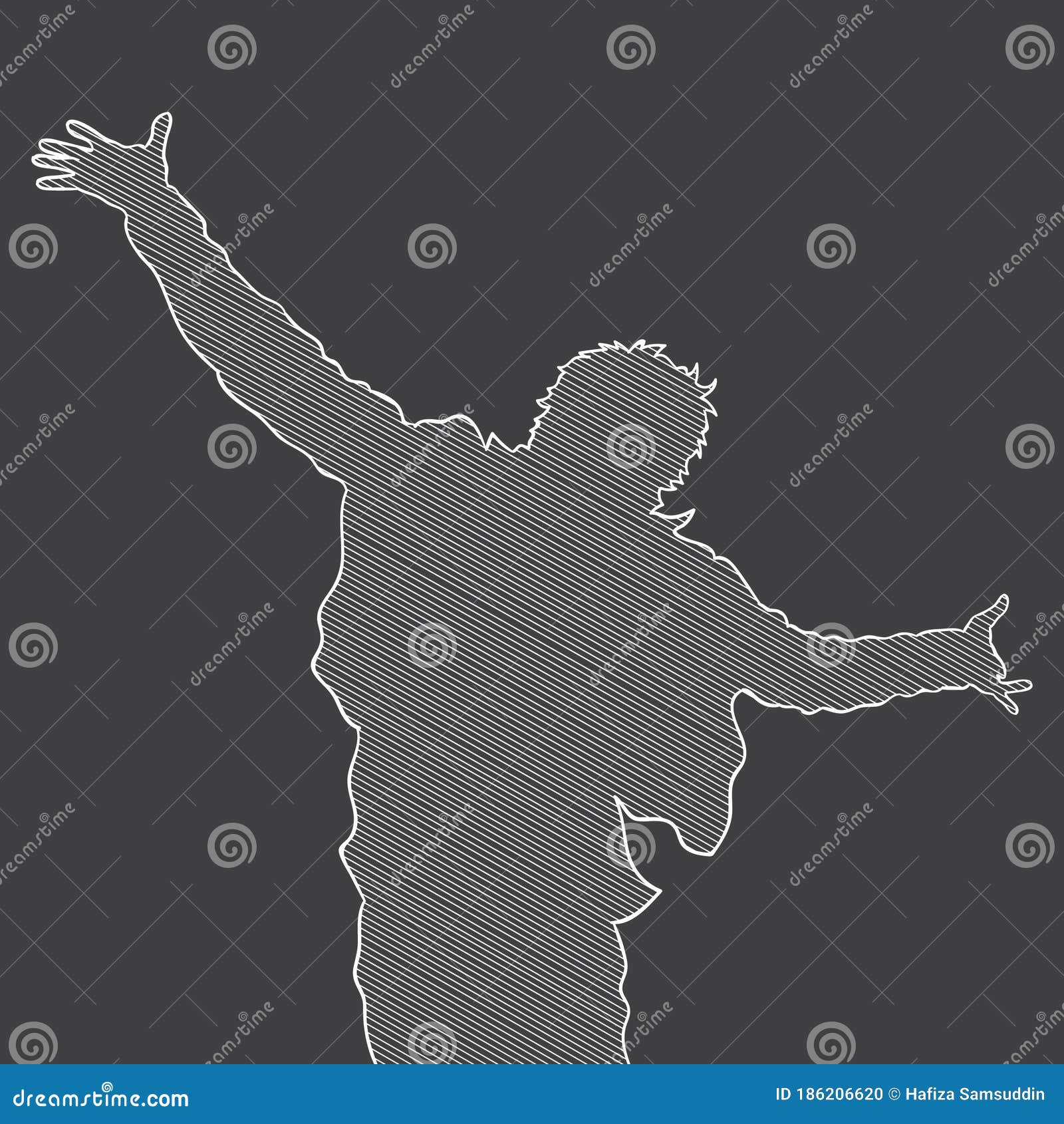 Silhouette of a Man Cheering. Vector Illustration Decorative Design ...