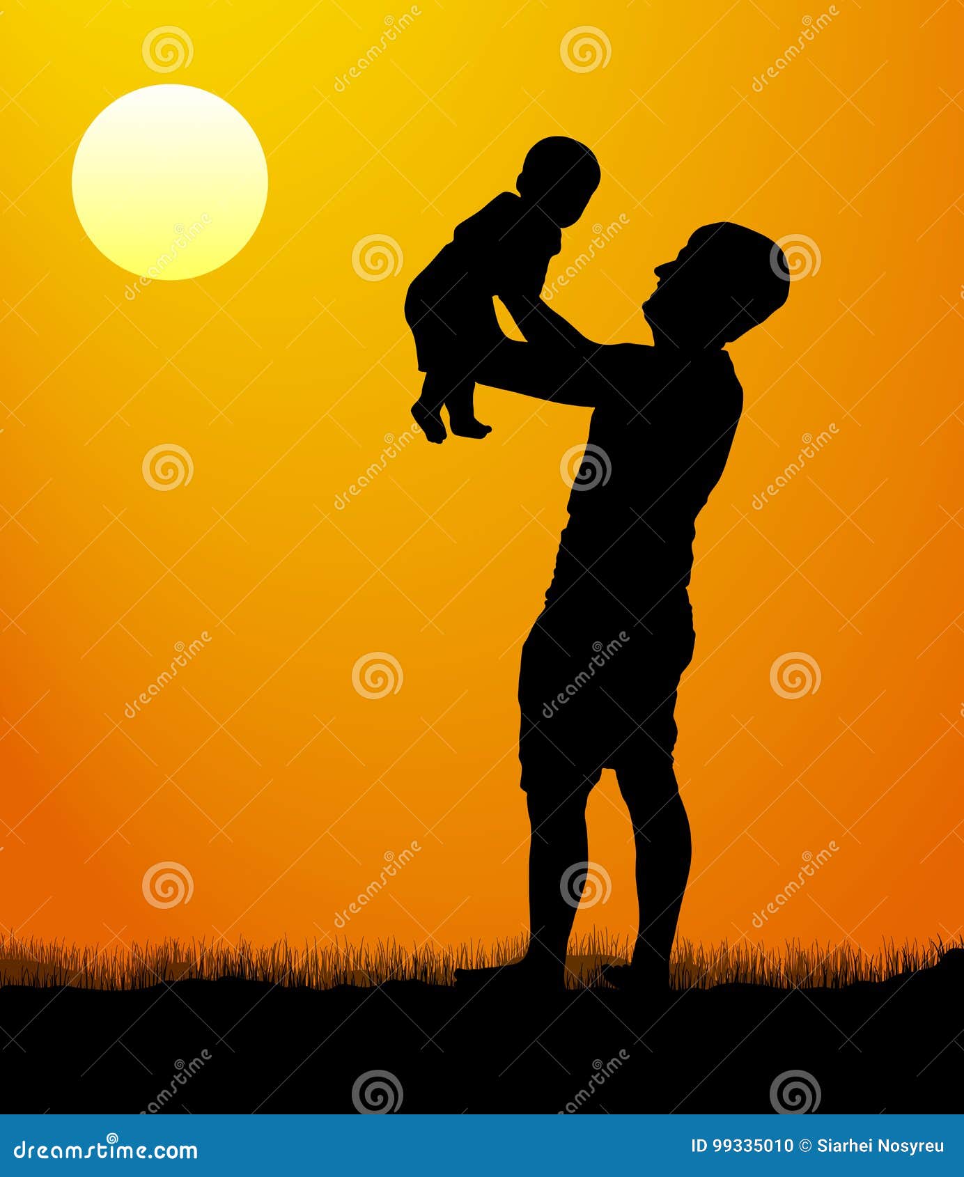 Silhouette of a Man with a Child. Stock Vector - Illustration of ...