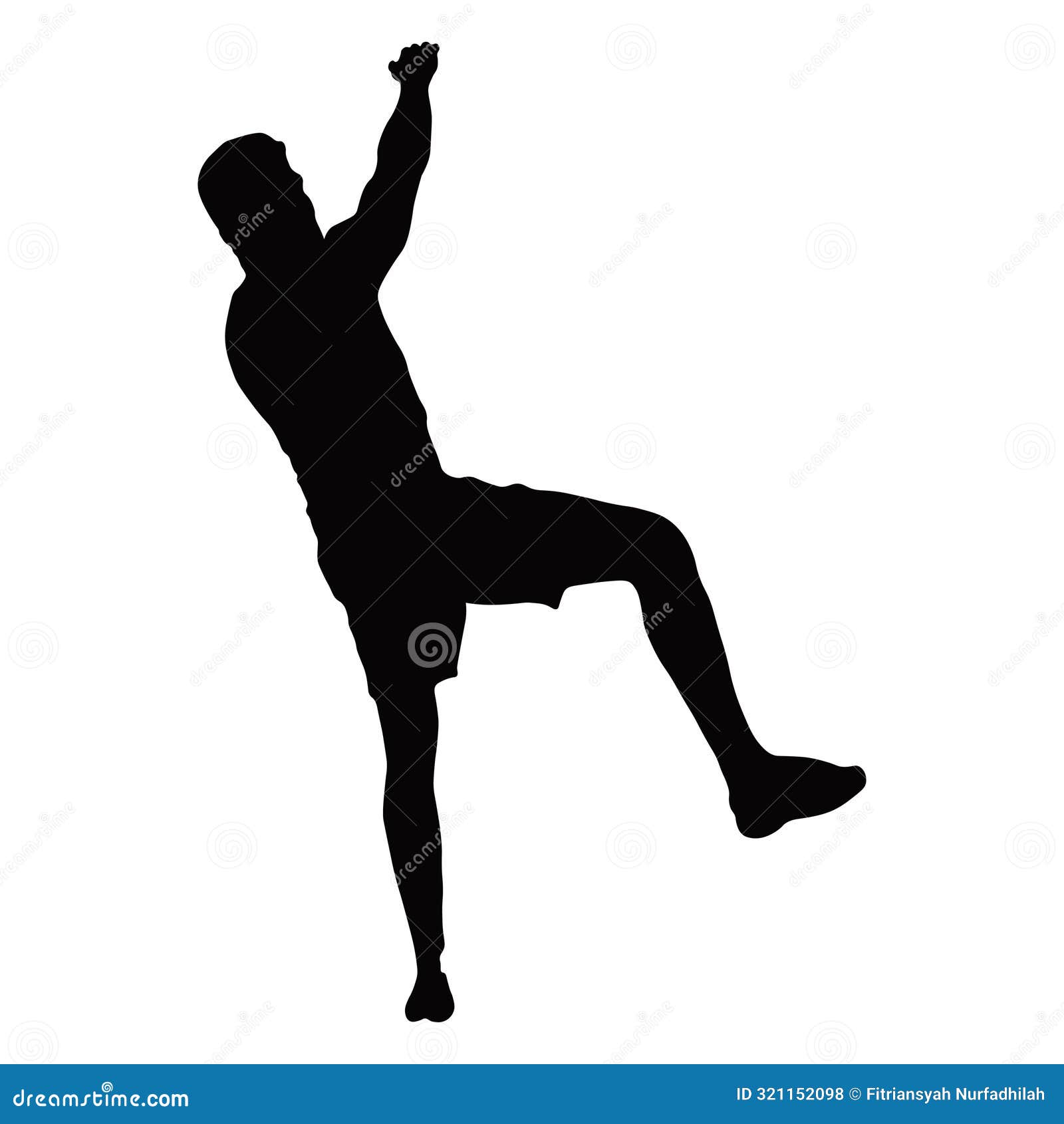 Silhouette of Man Climbing Rock. Isolated on White Background. Vector ...