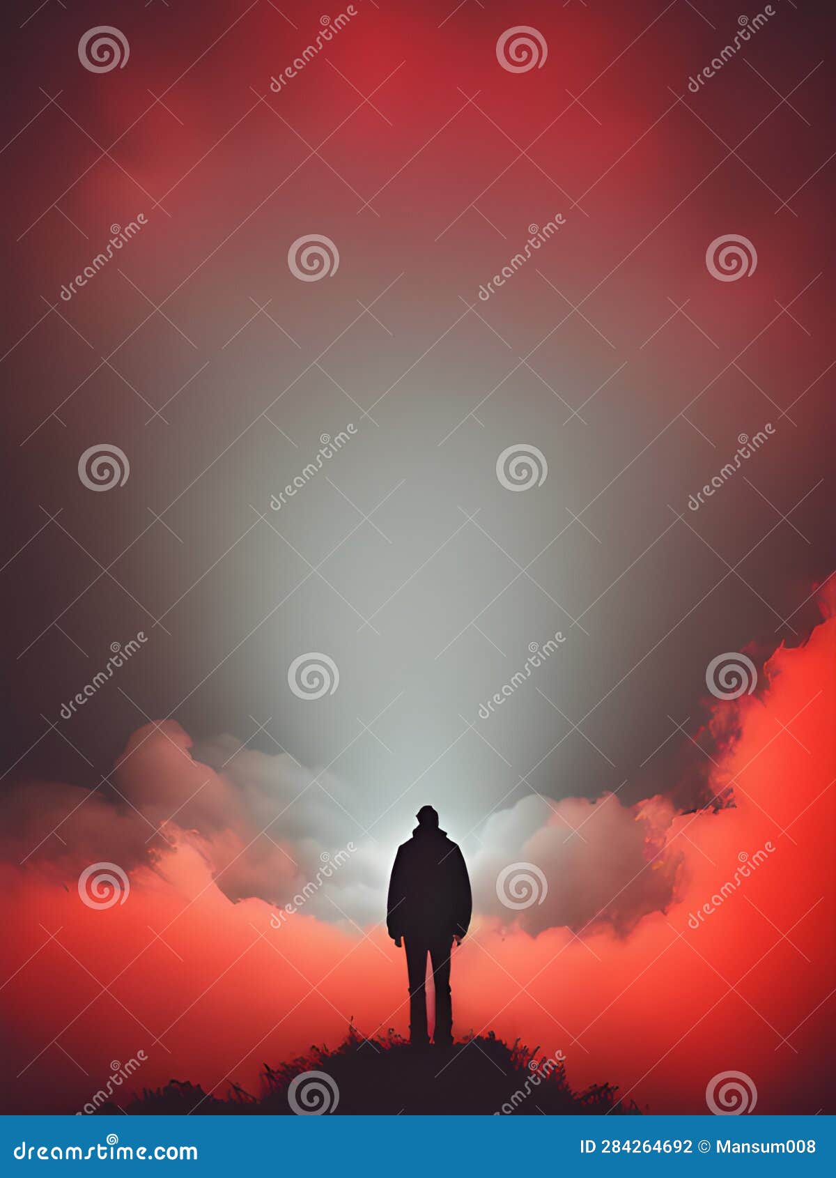 Silhouette of a Man in a Dark Sky, Ai Generated Stock Illustration ...