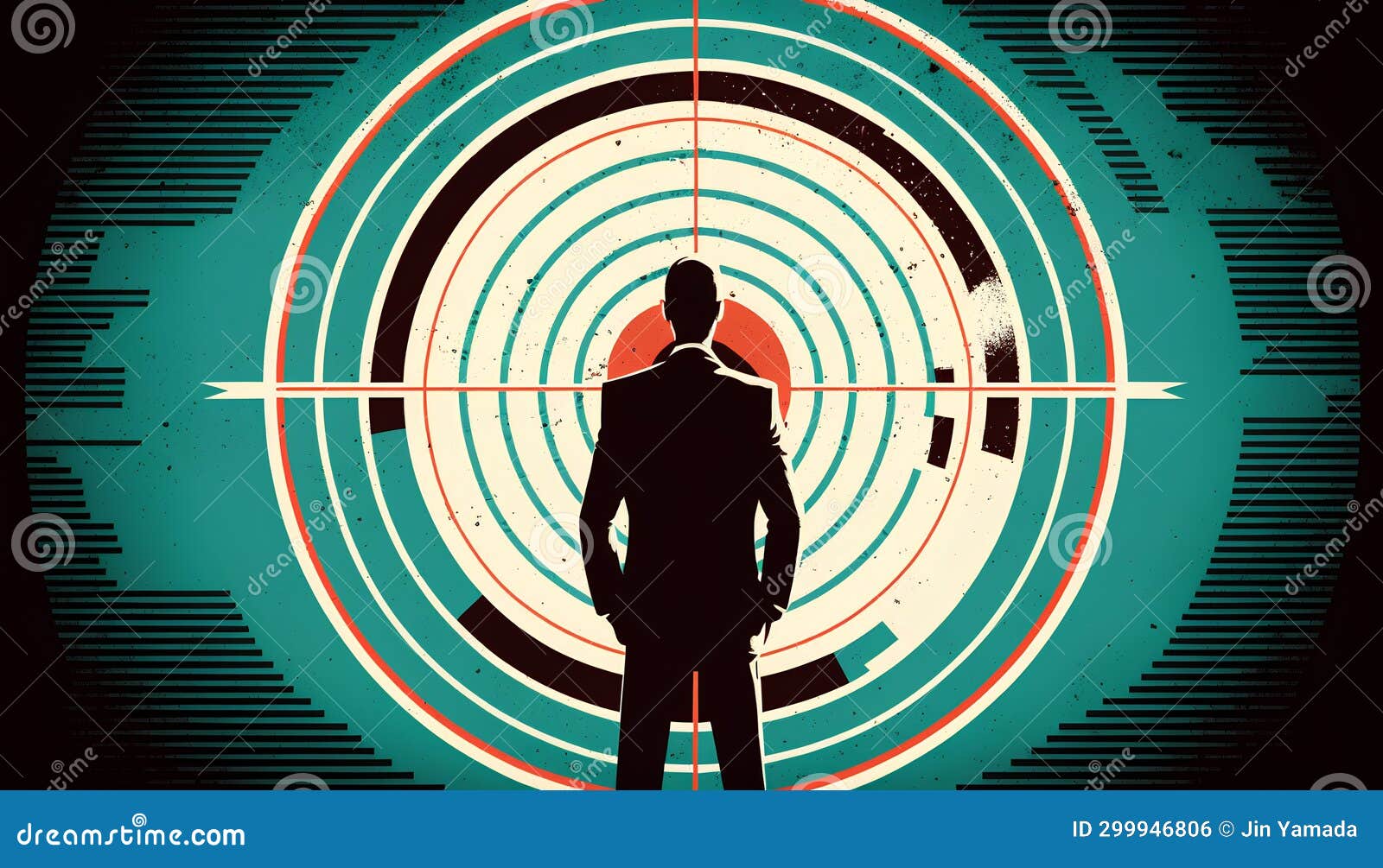 Silhouette of a Man in Front of a Target. Vector Illustration Stock ...