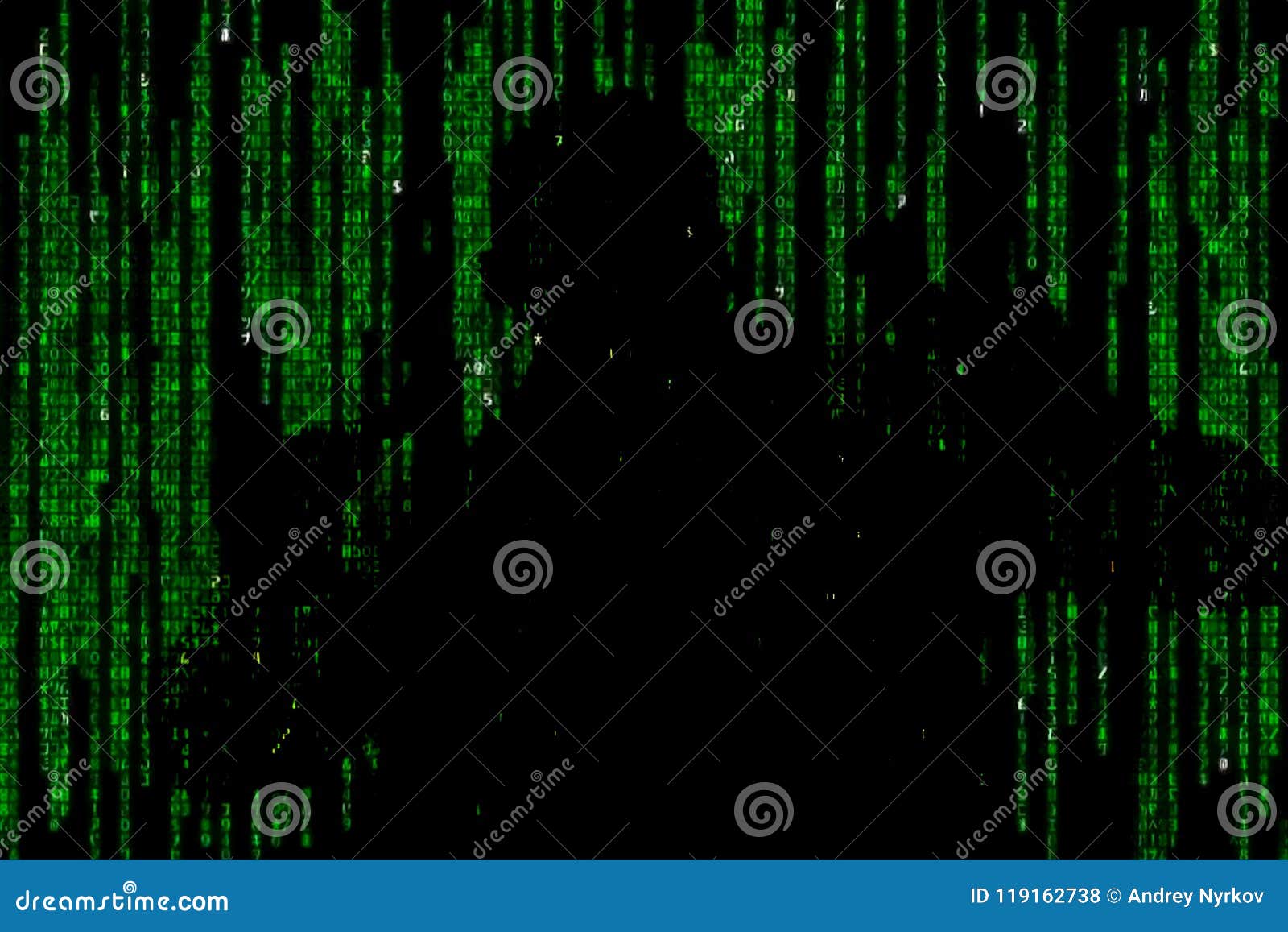 Silhouette of Man in Green Digital Data. the Symbol of a Hacker. Stock ...