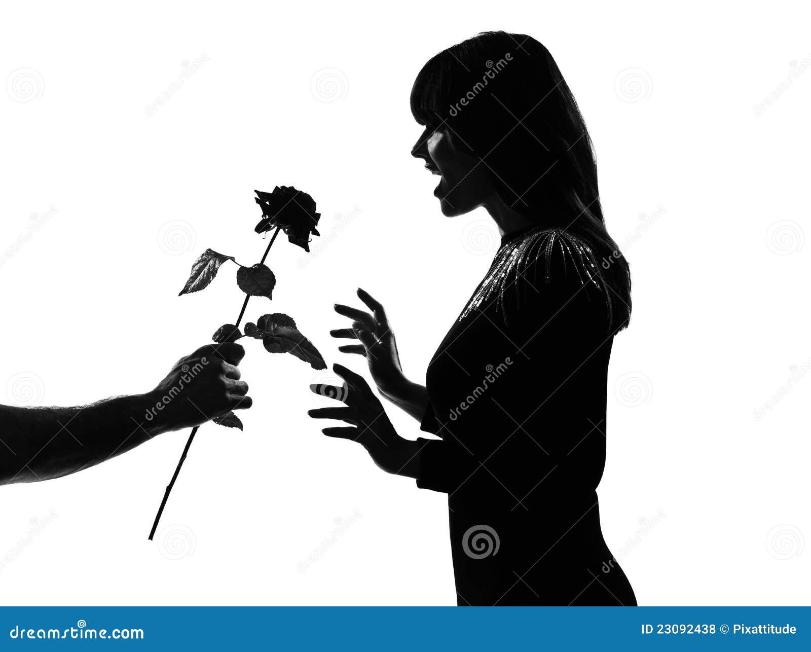 Silhouette Man Hand Offering A Flower Rose Royalty-Free Stock Image ...