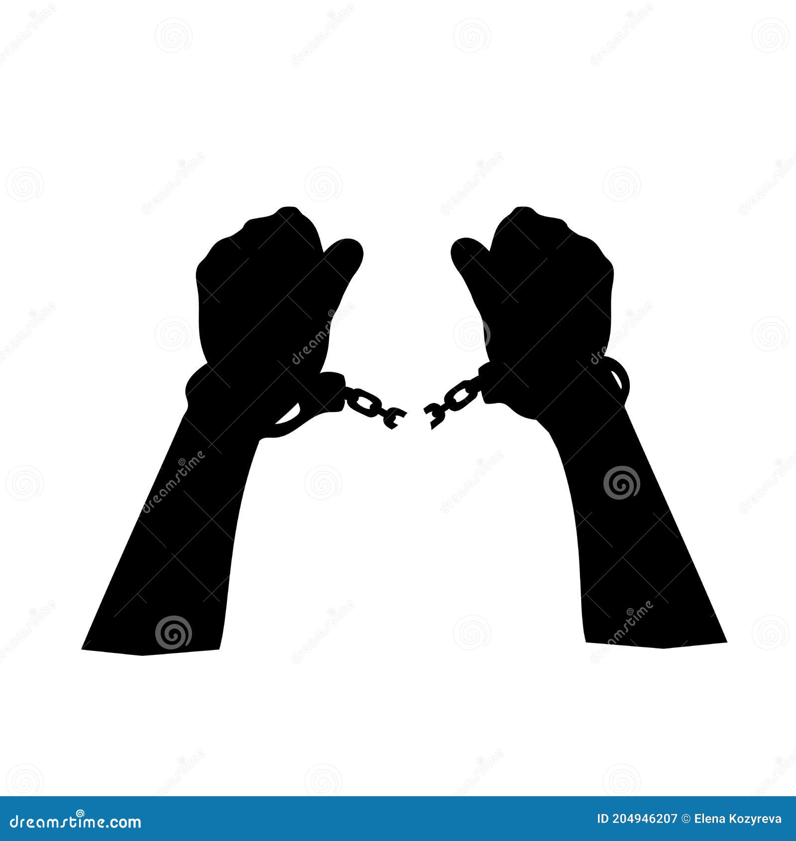 Silhouette Of Man Hands Breaking Handcuffs Cartoon Vector ...