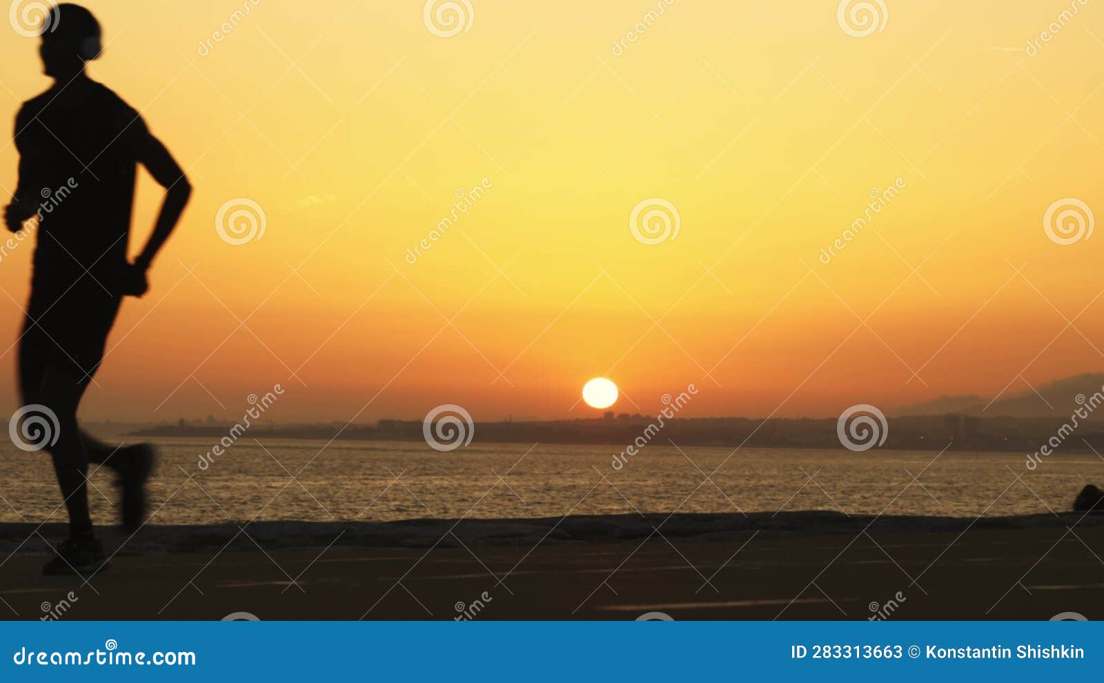 Silhouette of a Man Jogging at Sunset Stock Video - Video of athlete ...