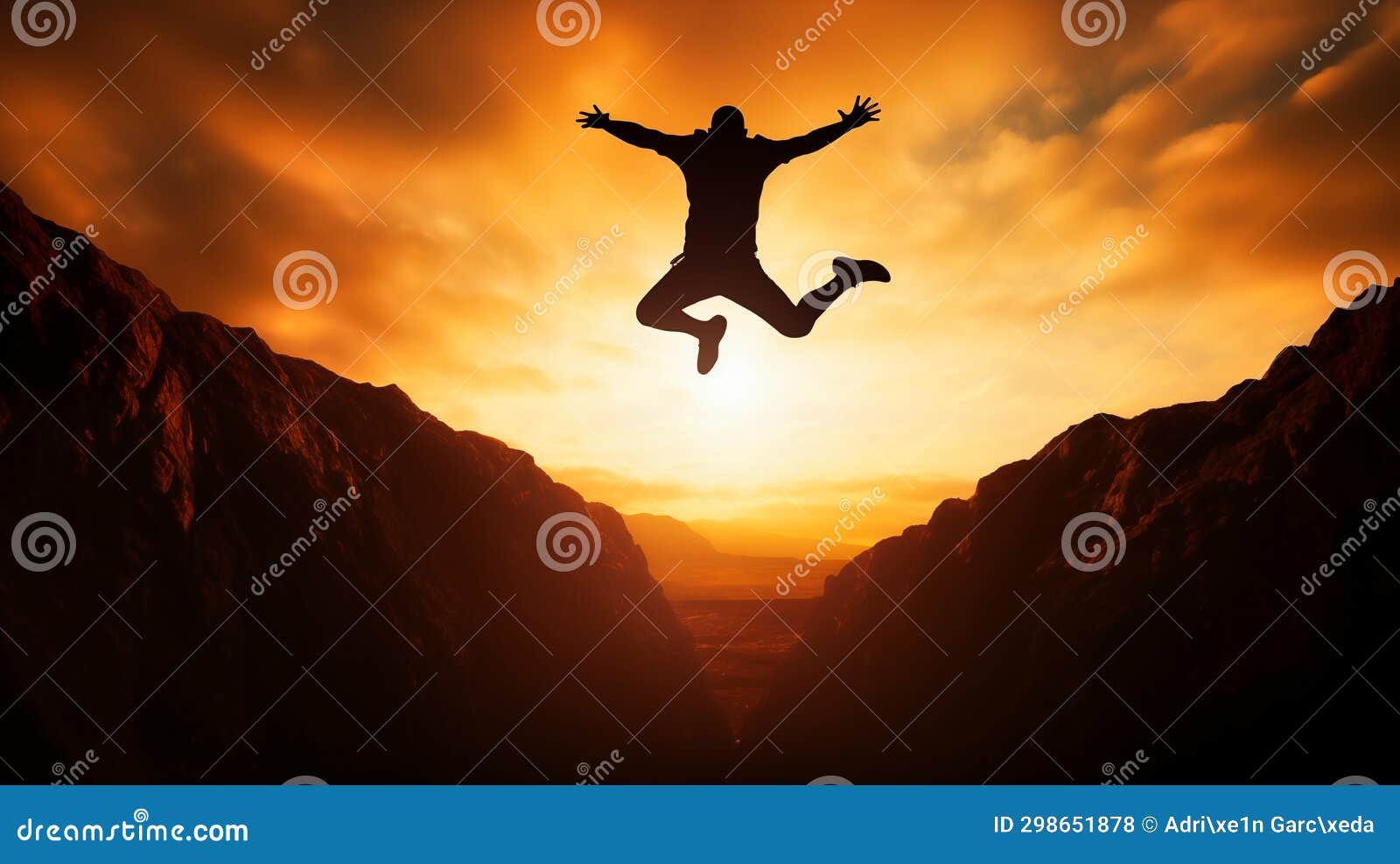 Silhouette of a Man Jumping on the Edge Stock Illustration ...