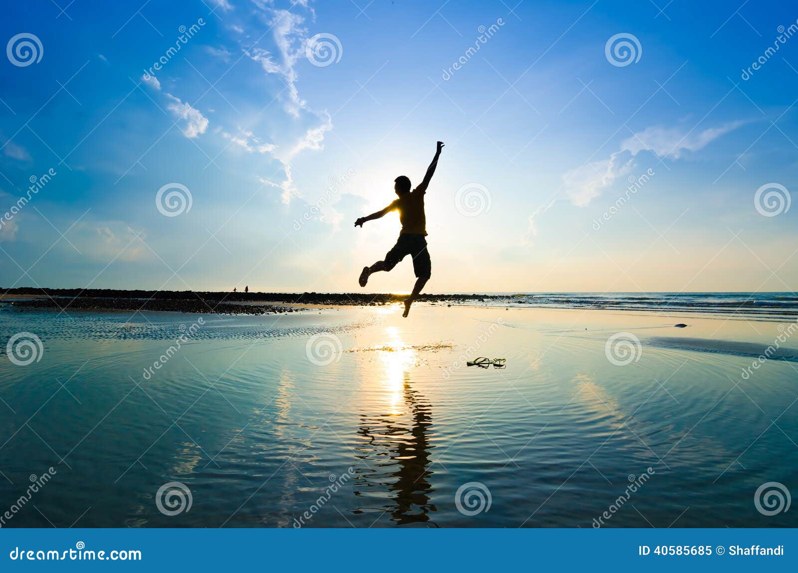 Silhouette of a Man Jumping Over Sun Stock Image - Image of pretty ...