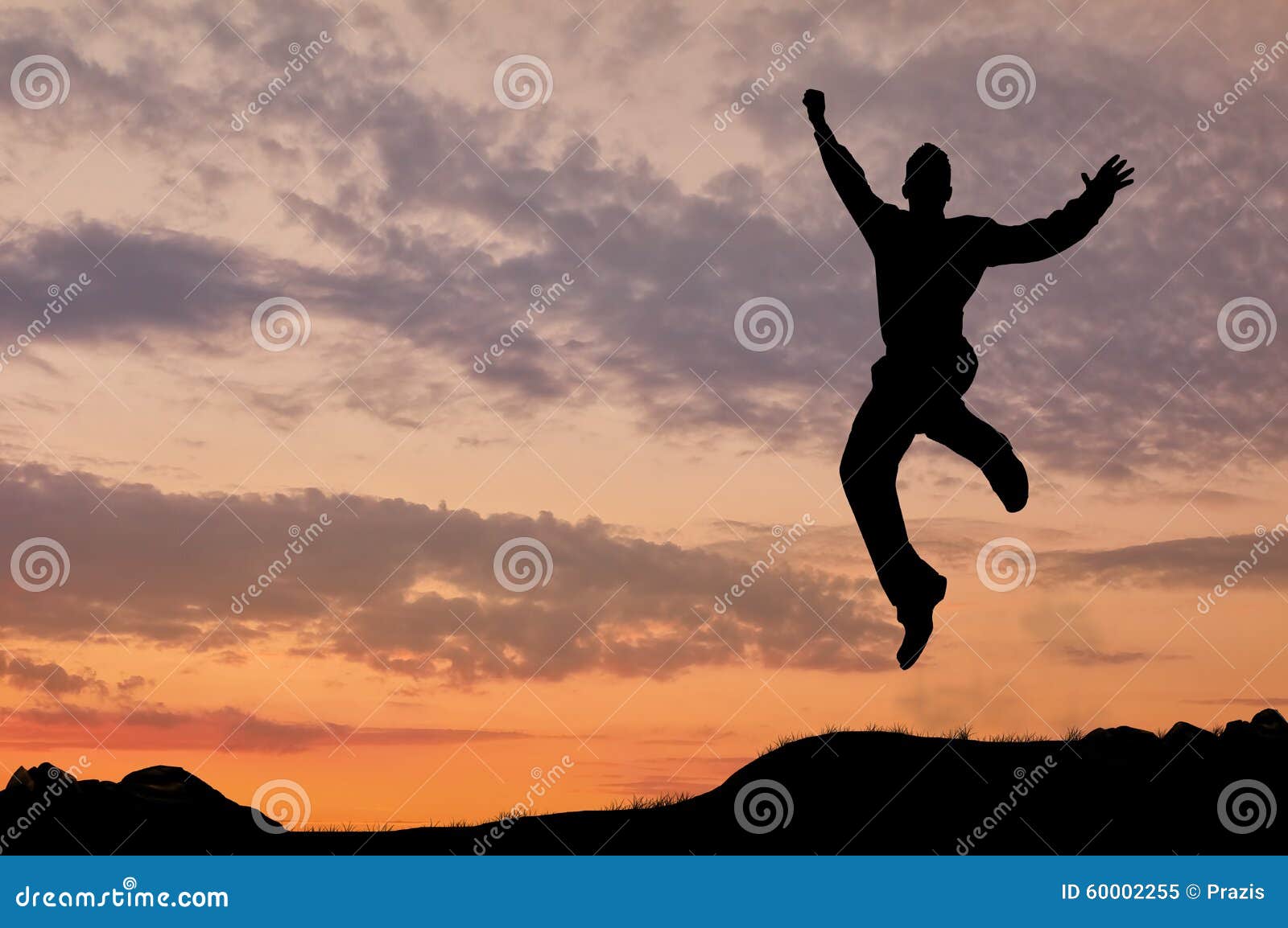 Silhouette Of A Man Jumping In The Sunset Royalty-Free Stock ...