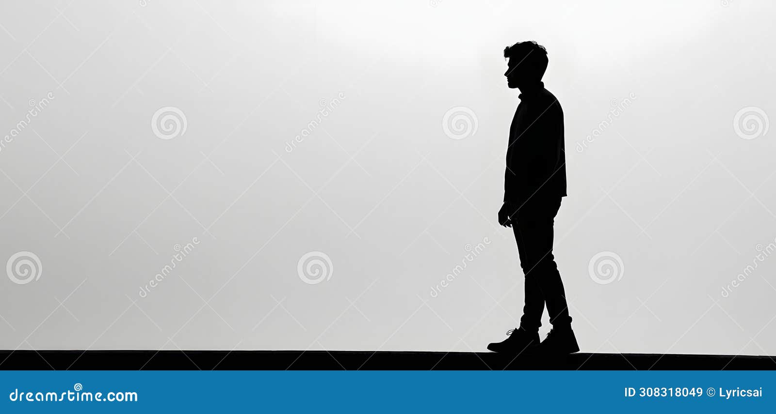 A Silhouette of a Man Looking Left, Full Body Stock Illustration ...