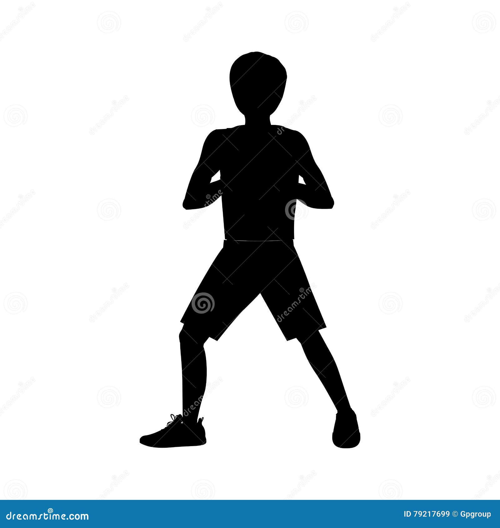 Silhouette Man Martial Arts Front Defense Position Stock Vector ...