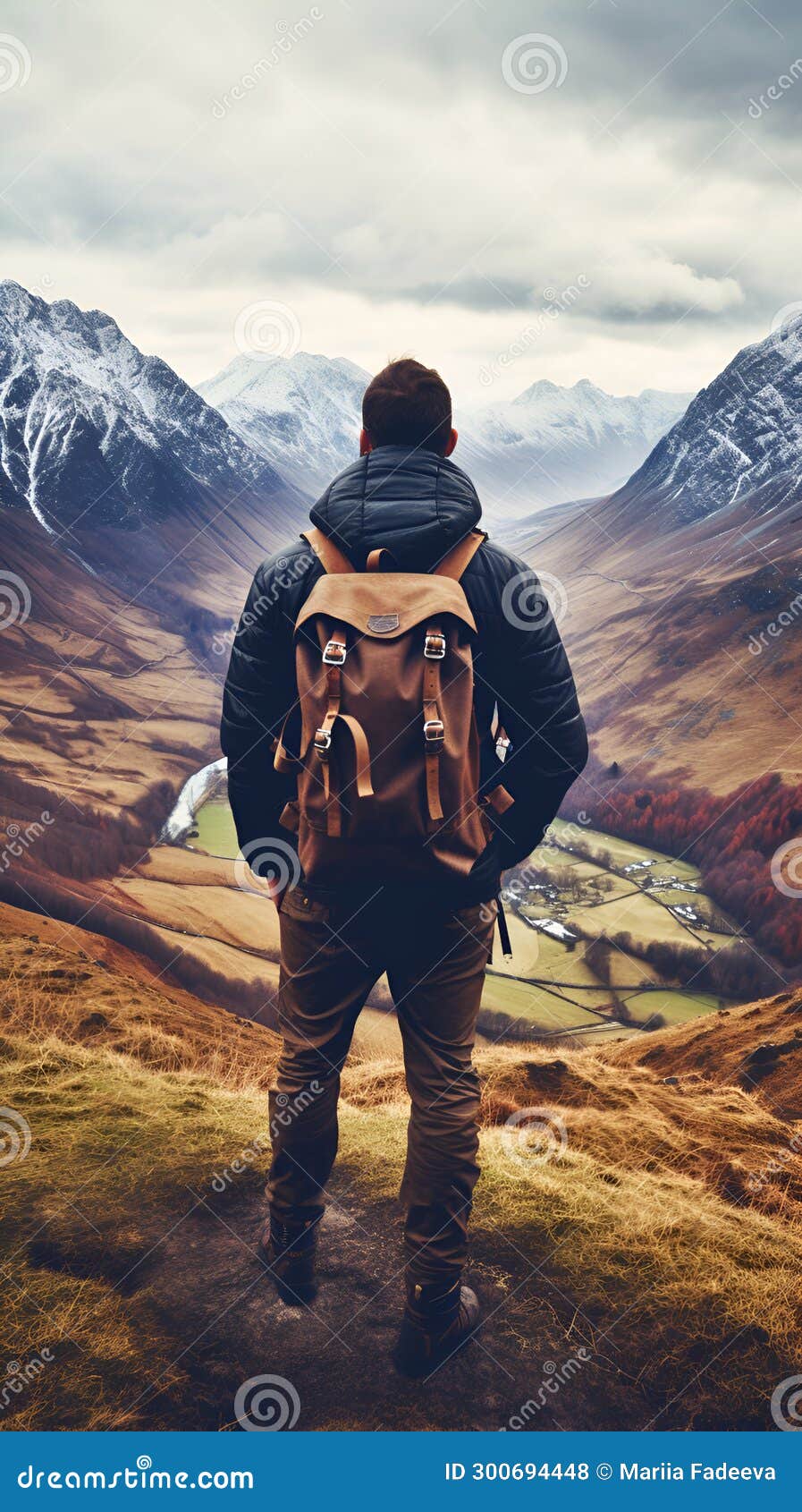 Silhouette of a Man Observing Nature, Secluded in Solitude. Stock Photo ...