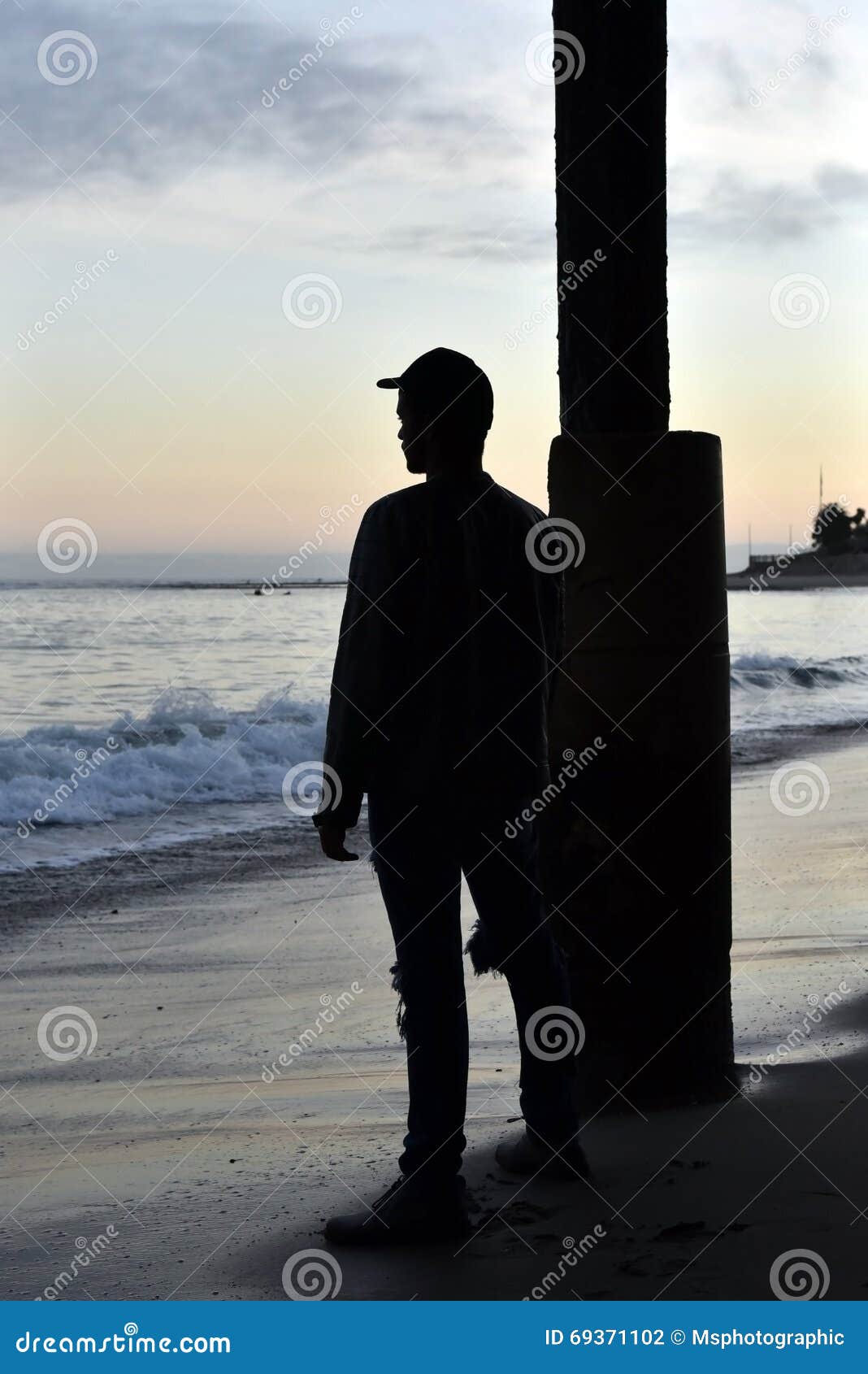 Silhouette of Man Overlooking Ocean Stock Photo - Image of ocean, coast ...