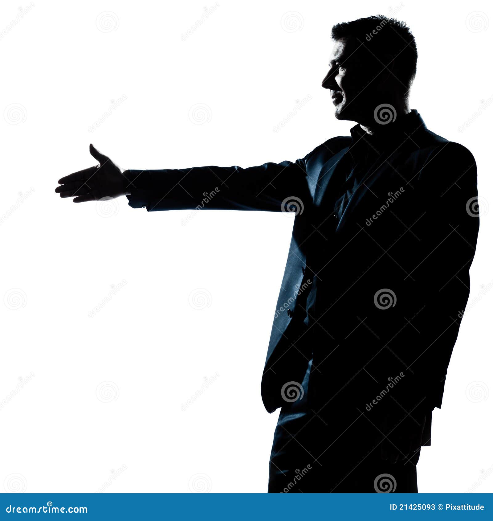 Silhouette Man Portrait Handshake Profile Stock Image - Image of ...