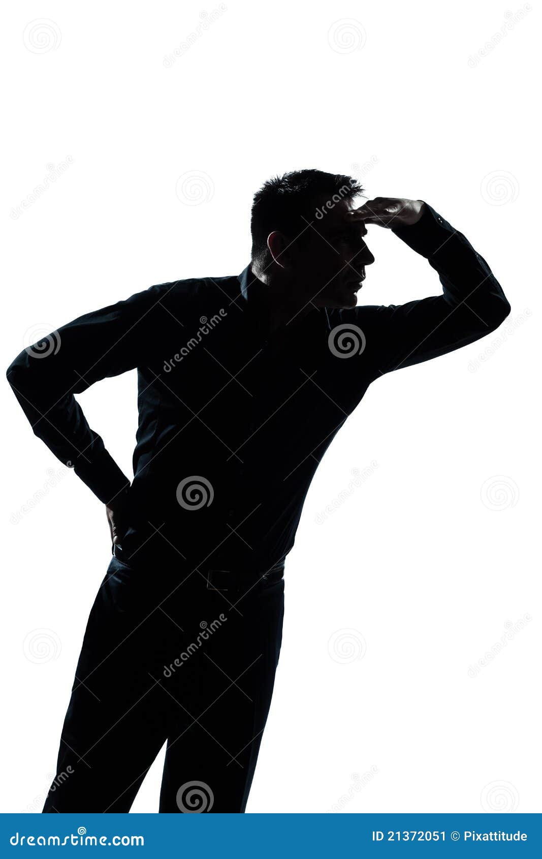 Portrait Of Sad Man Looking Up Against Green Background Royalty-Free ...