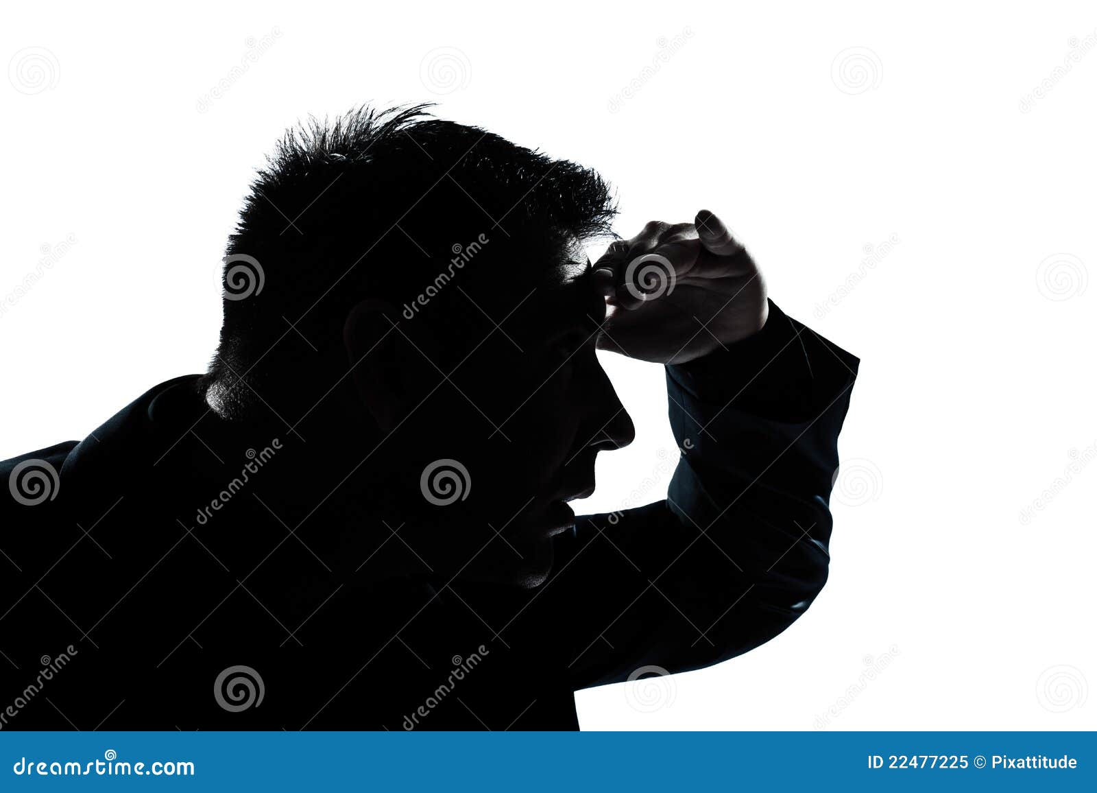 Silhouette Man Portrait Looking Forward Gesture Stock Image - Image of ...