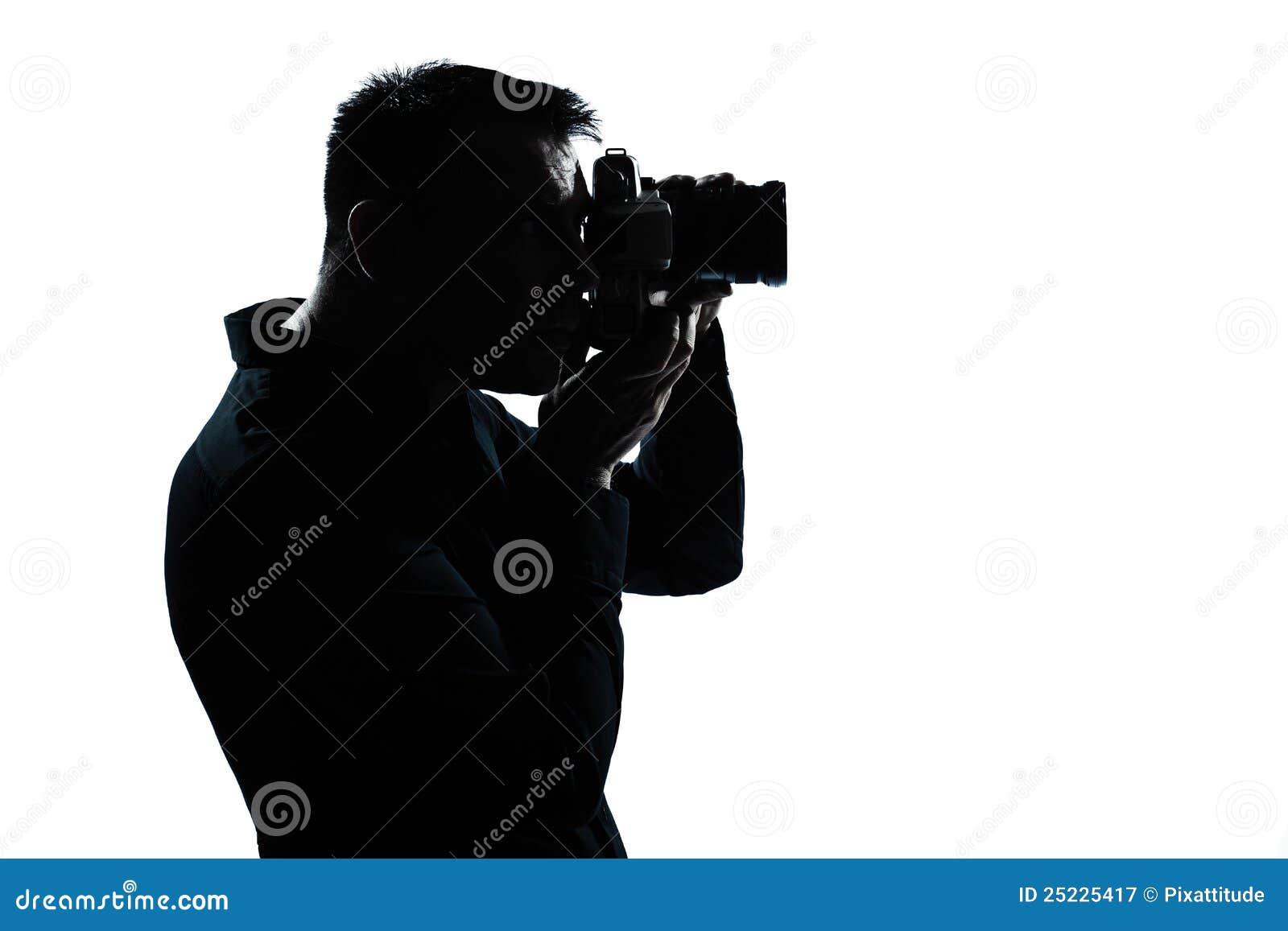 Silhouette Man Portrait Photographer Stock Image - Image of white ...