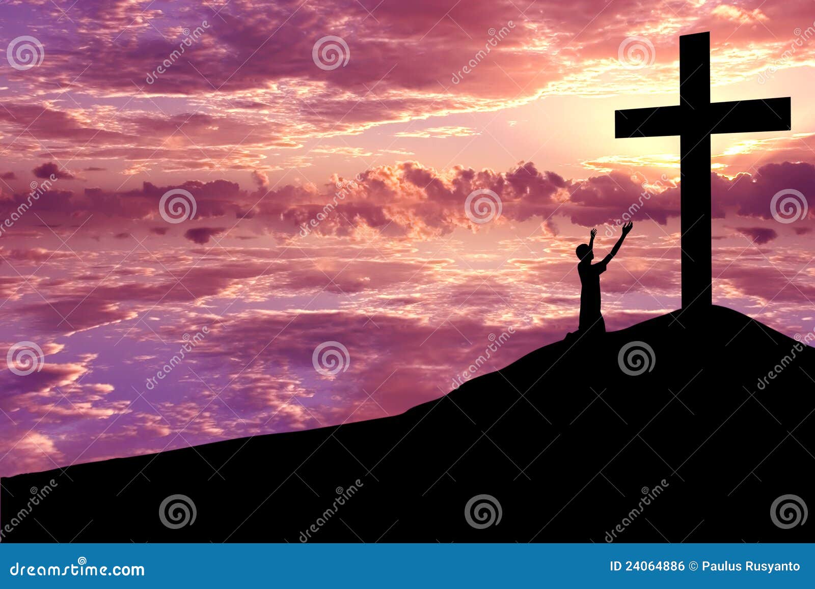 Silhouette of a Man Praising Jesus Stock Photo - Image of clouds, hope ...