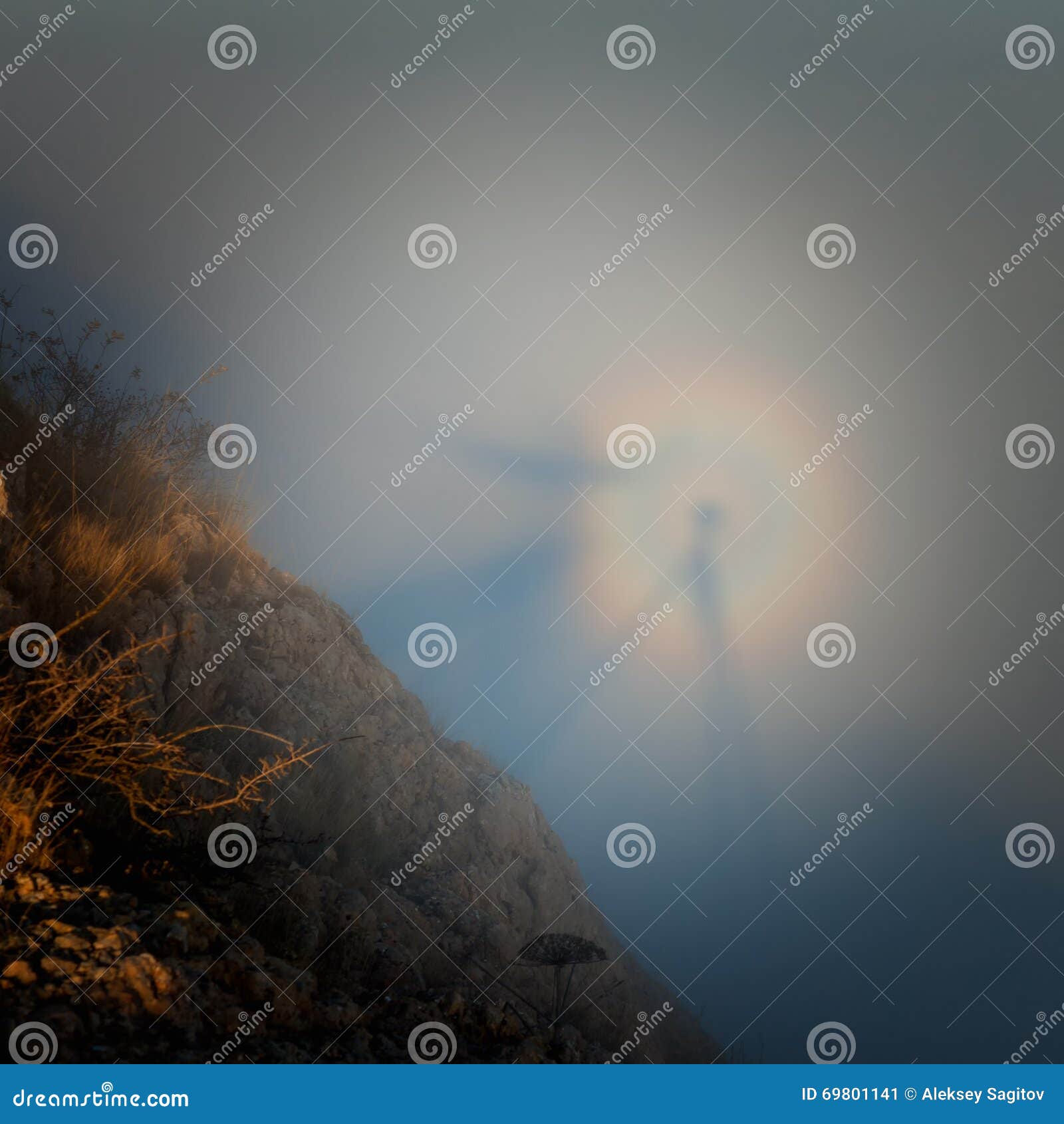 Silhouette of a Man with a Rainbow in the Clouds Stock Image - Image of ...
