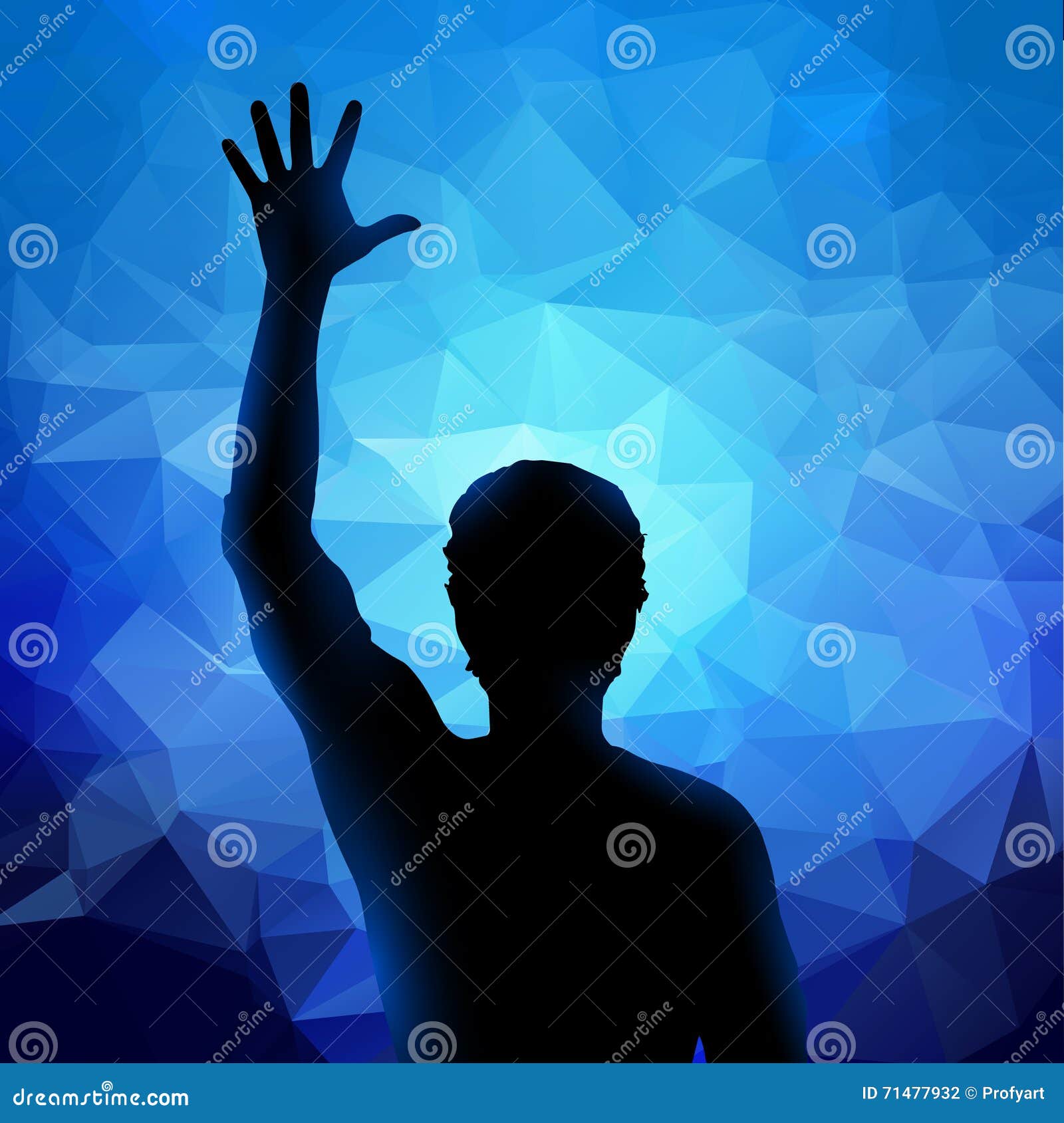 Silhouette of Man with Raised Hand Stock Vector - Illustration of black ...