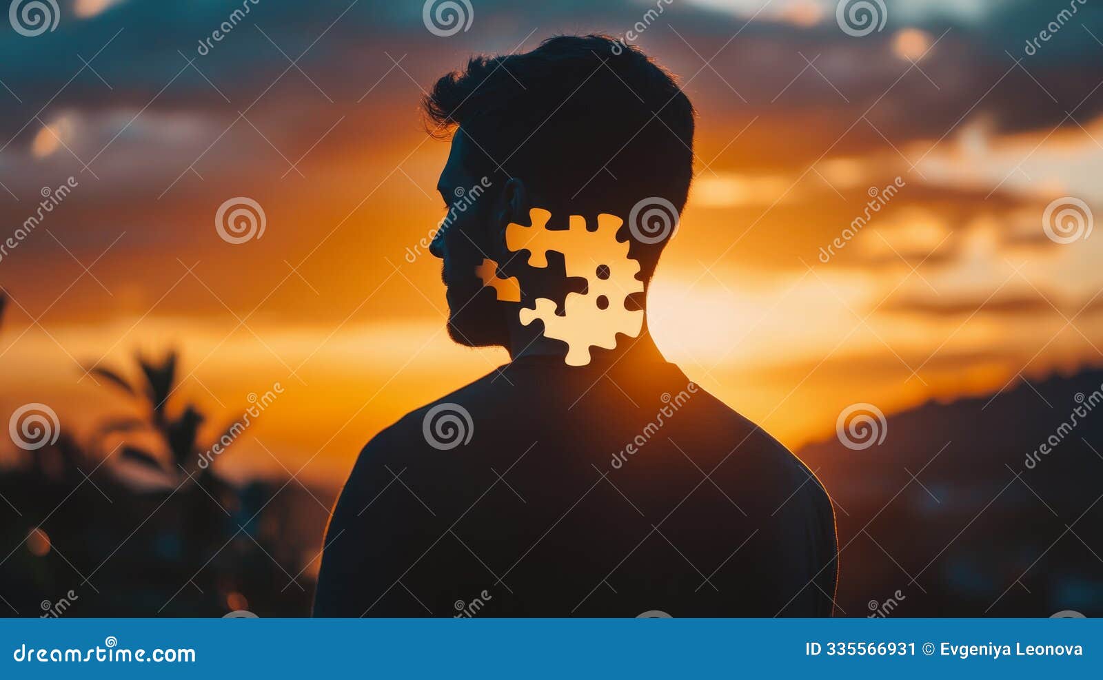 Silhouette of a Man Representing the Healing Journey Puzzle Pieces ...