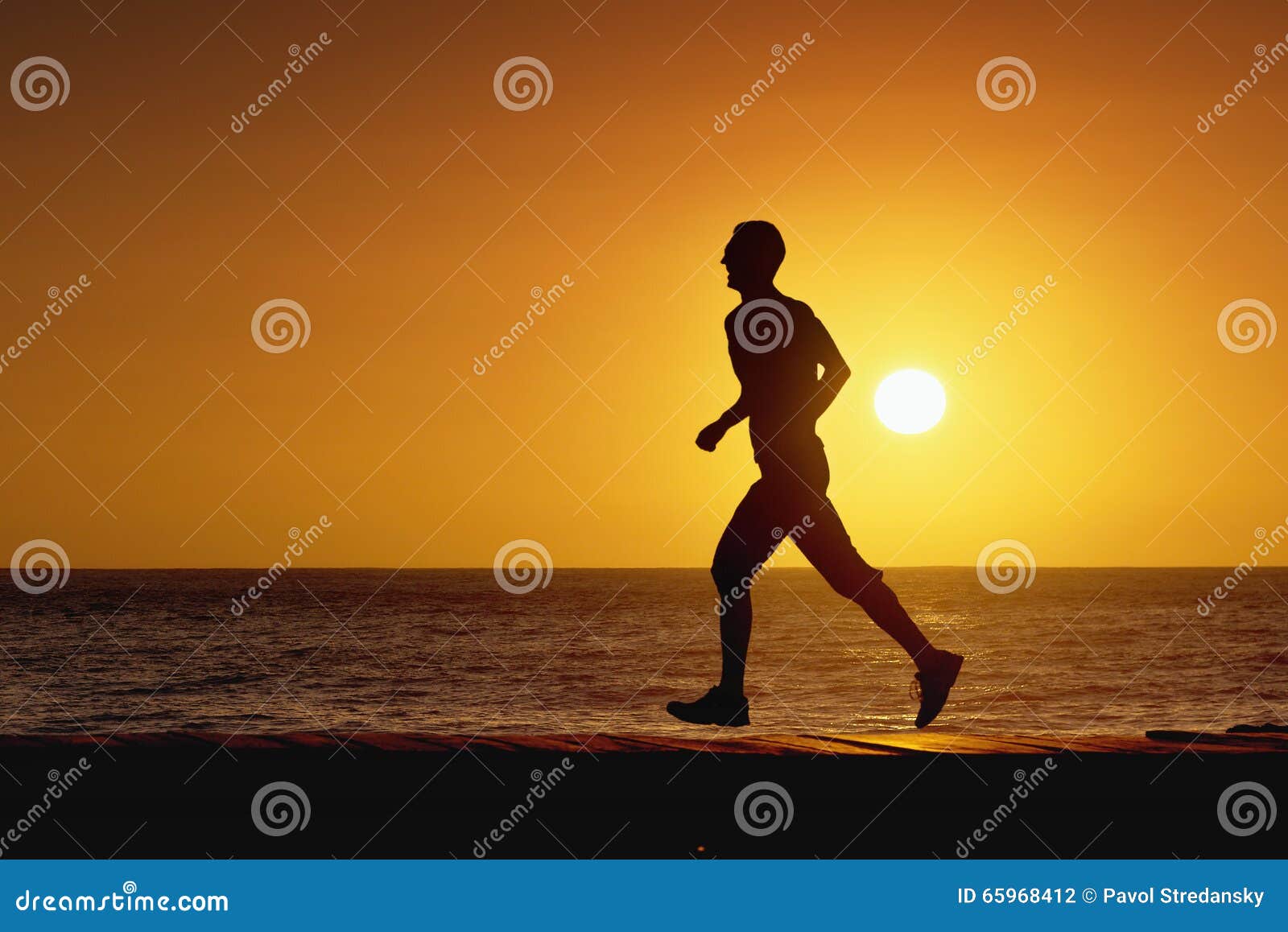 Silhouette Man running stock photo. Image of shore, aspiration - 65968412