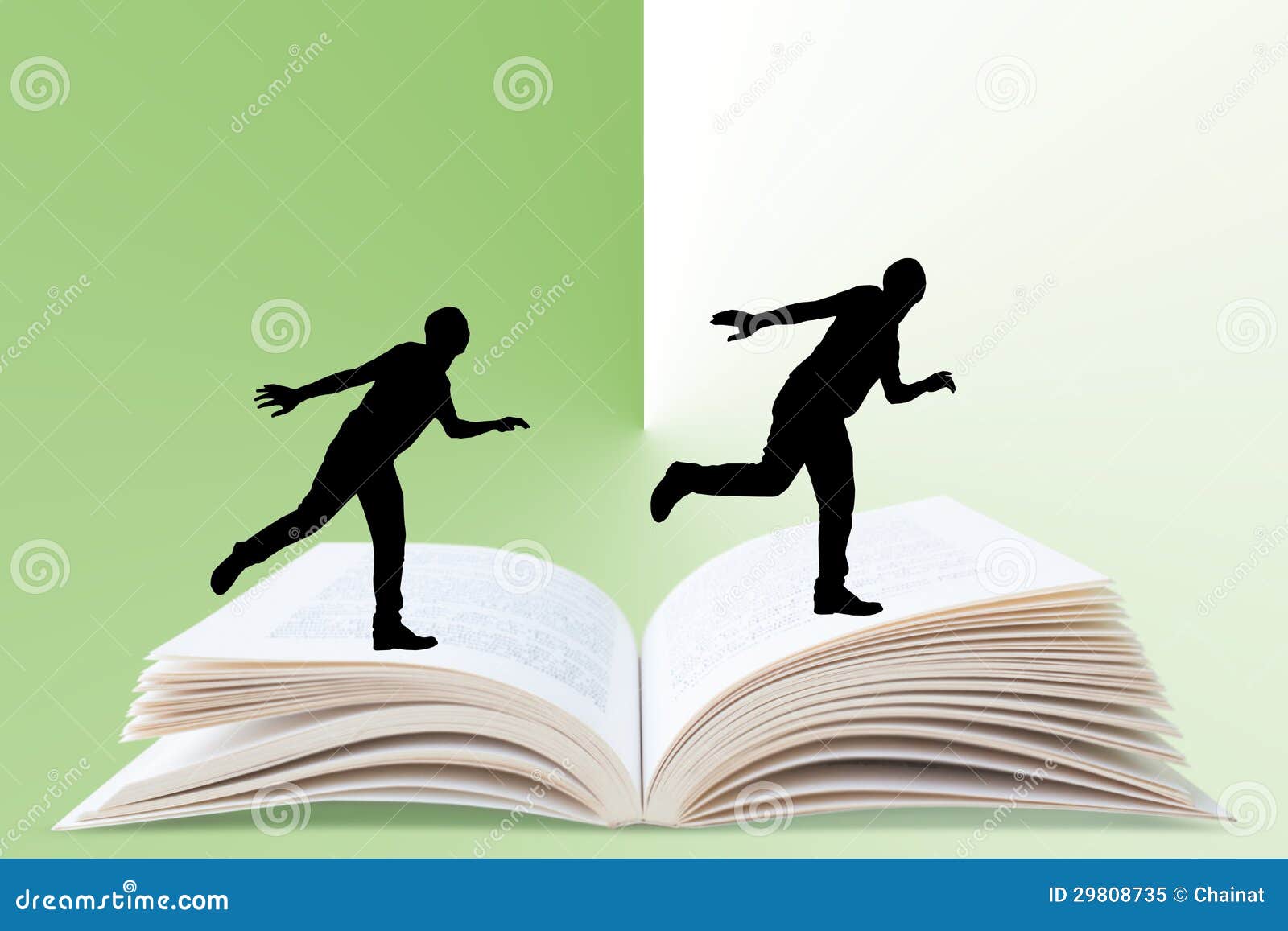 Man running on book stock illustration. Illustration of silhouettes ...