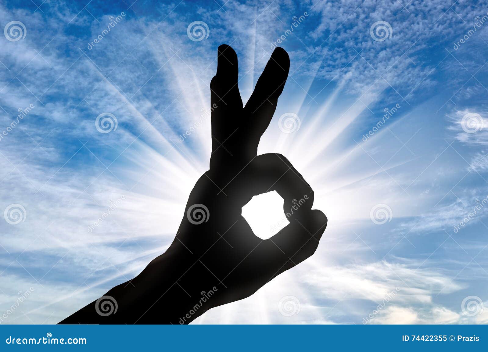 Silhouette of Man S Hand Shows the Gesture OK Stock Image - Image of ...