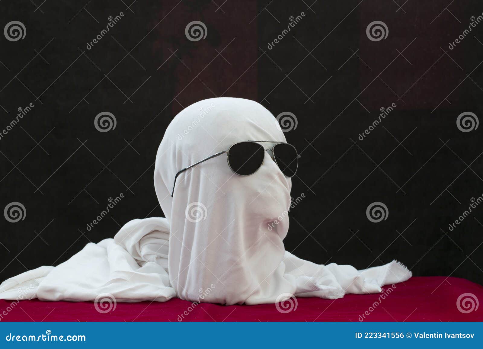 Silhouette of a Man`s Head with Glasses Under a White Cloth Stock Photo ...