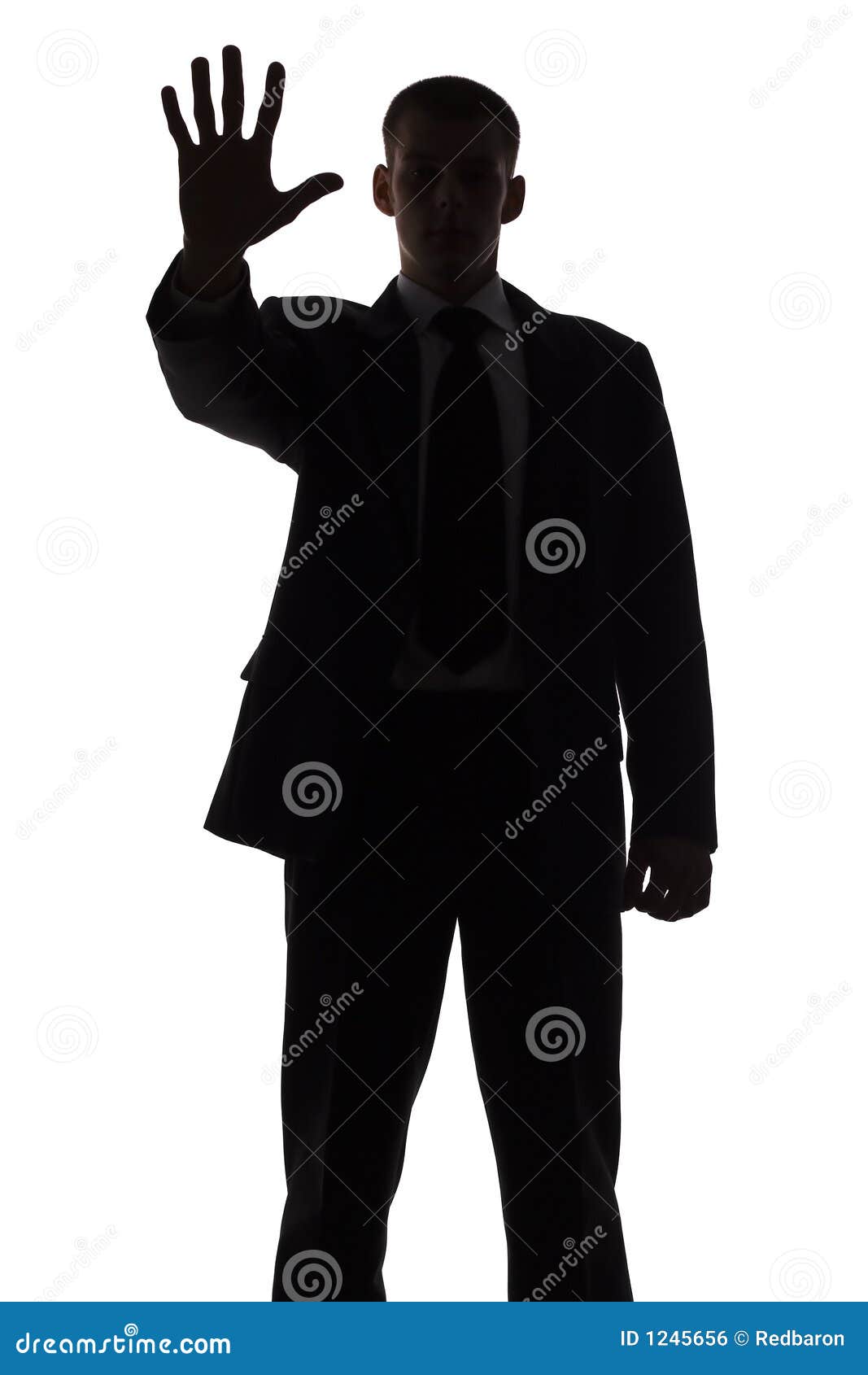 Silhouette of Man Showing Stop Stock Photo - Image of outfit, cartel ...