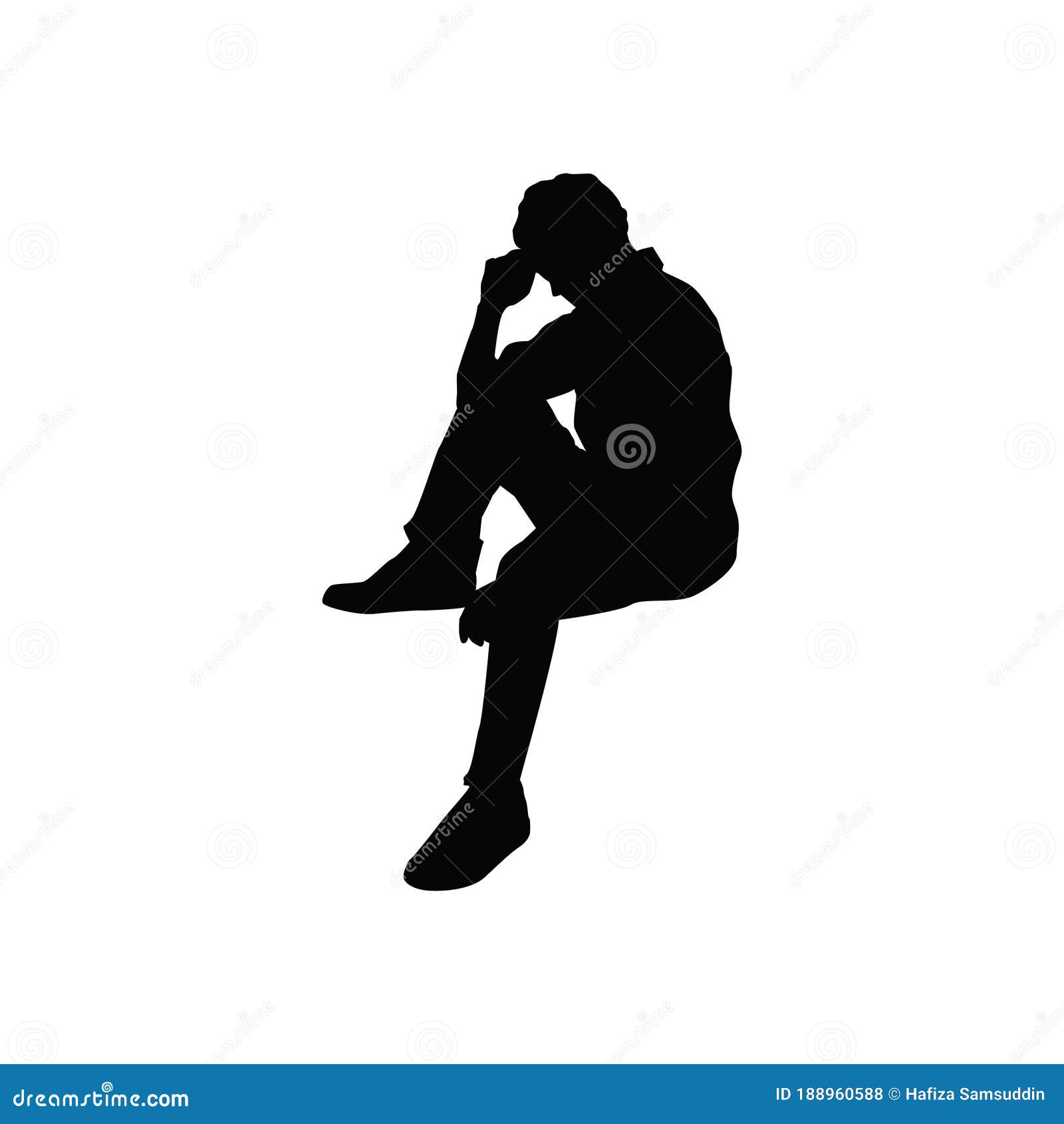 Silhouette of Man Sitting. Vector Illustration Decorative Design Stock ...
