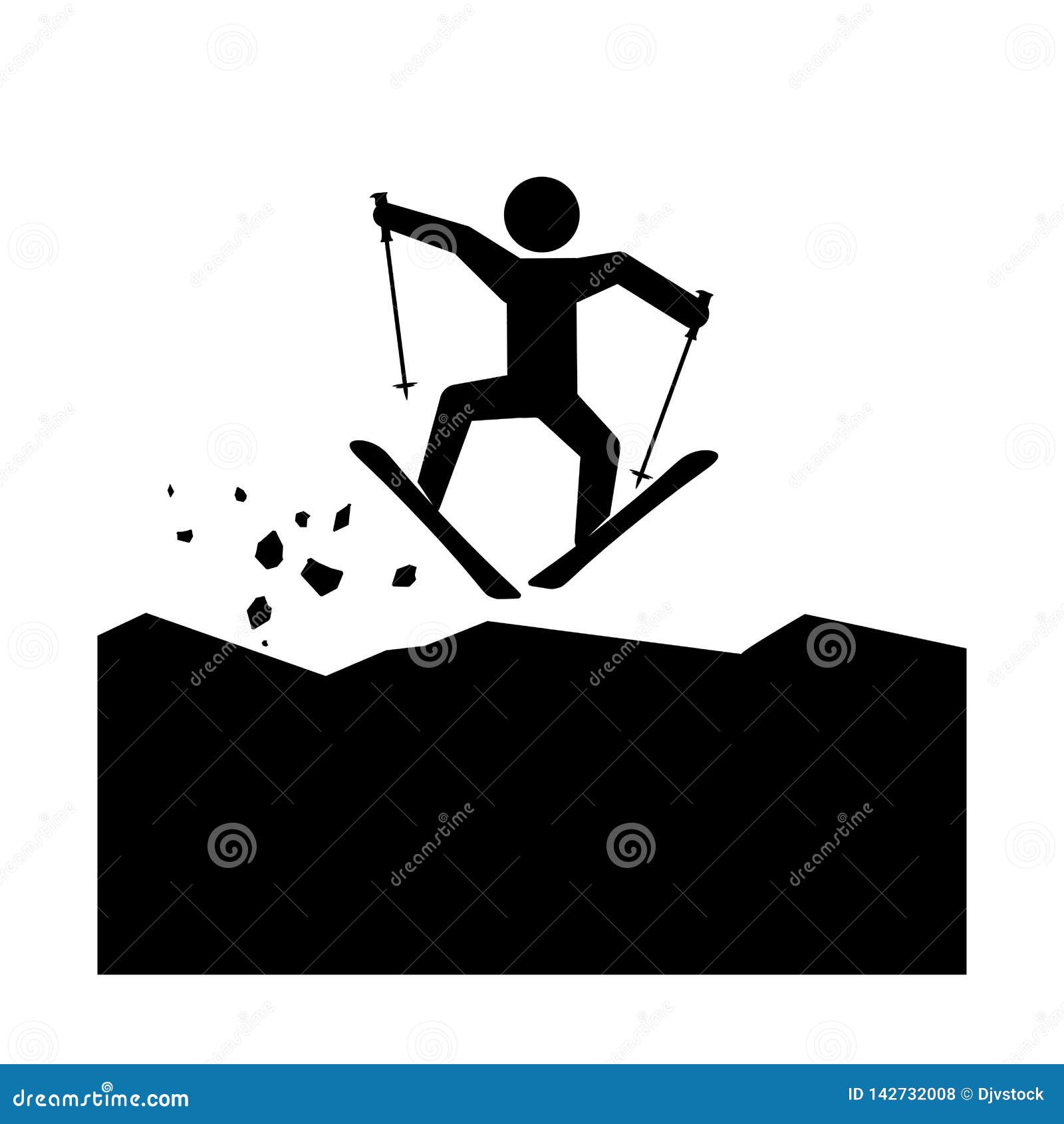 Silhouette man skiing icon stock vector. Illustration of skiing - 142732008