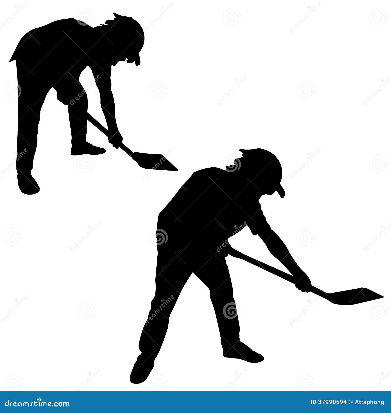 Silhouette of Man with a Spade Stock Vector - Illustration of ...