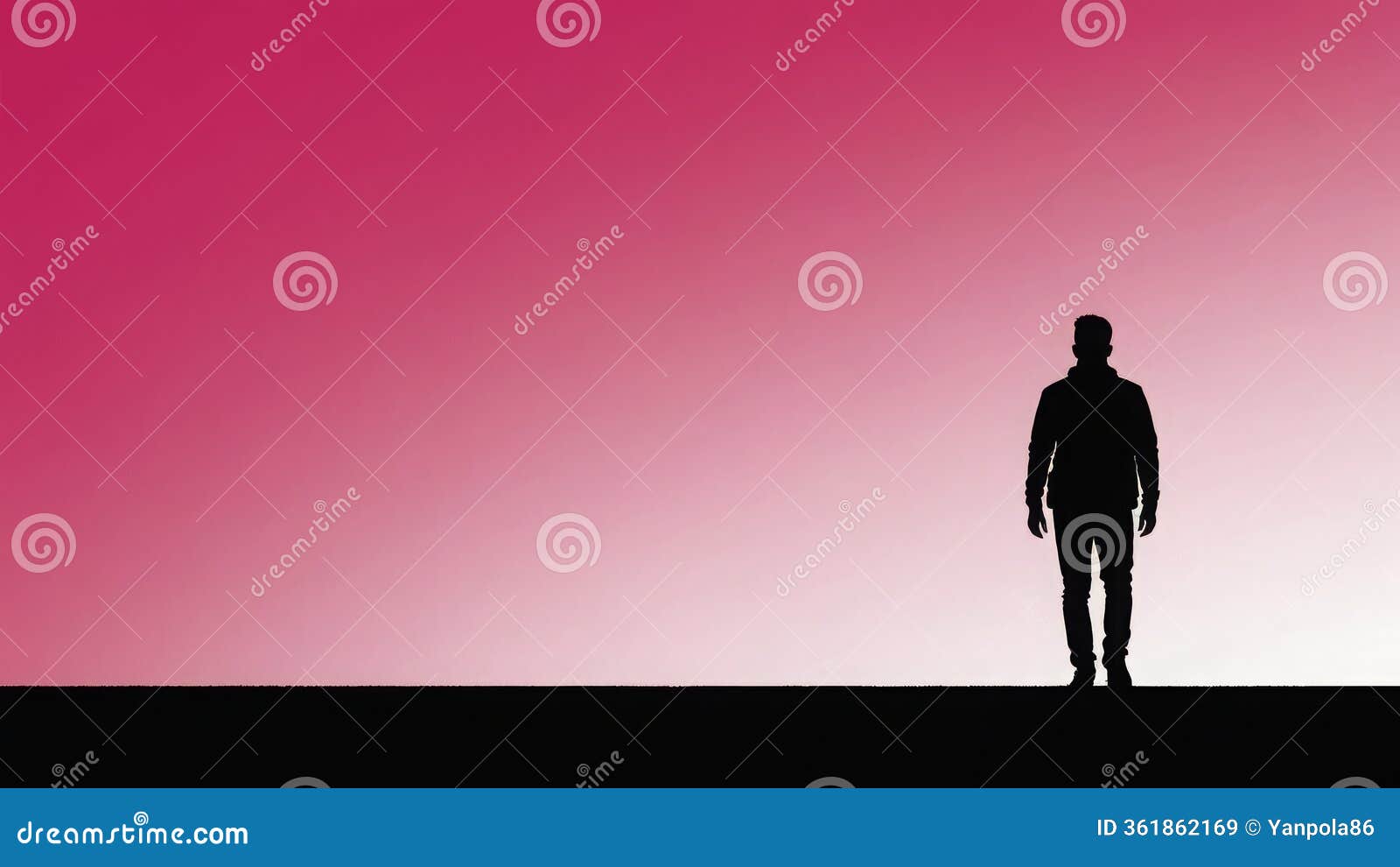 Silhouette of a Man Standing Against a Pink Gradient Background Stock ...