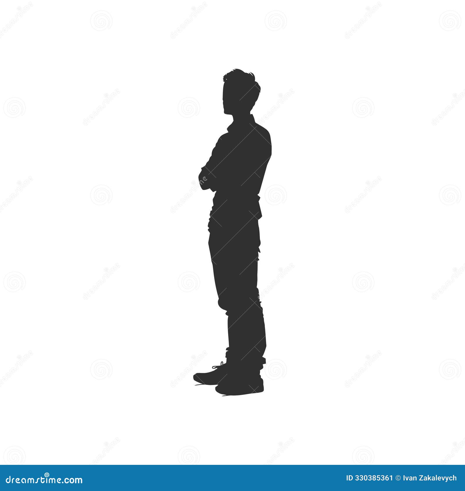 Silhouette of a Man Standing with Folded Arms. Vector Icon Design Stock ...