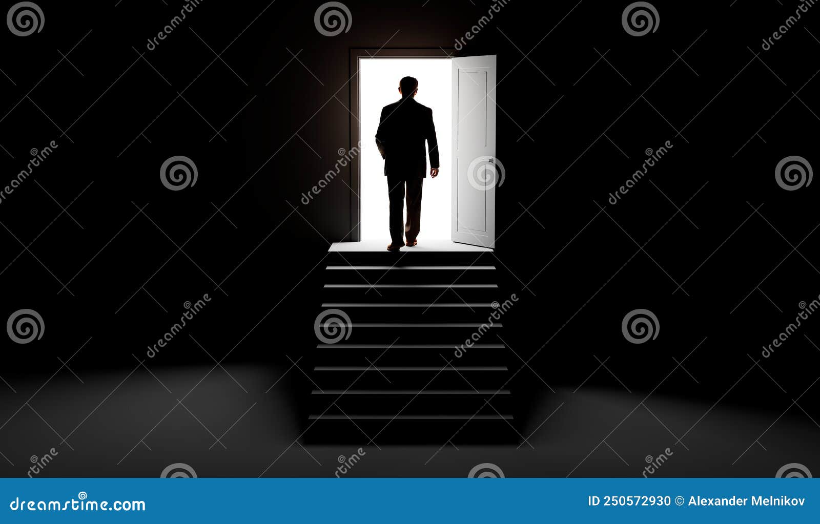 Silhouette of a Man Standing in Front of an Open Door. Stock ...