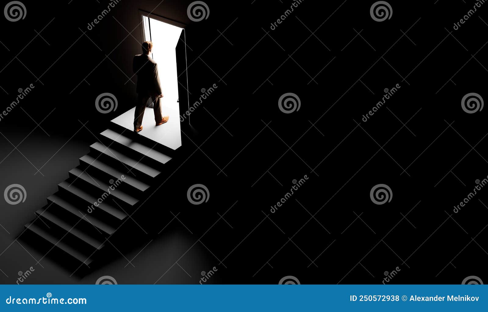 Silhouette of a Man Standing in Front of an Open Door. Stock ...