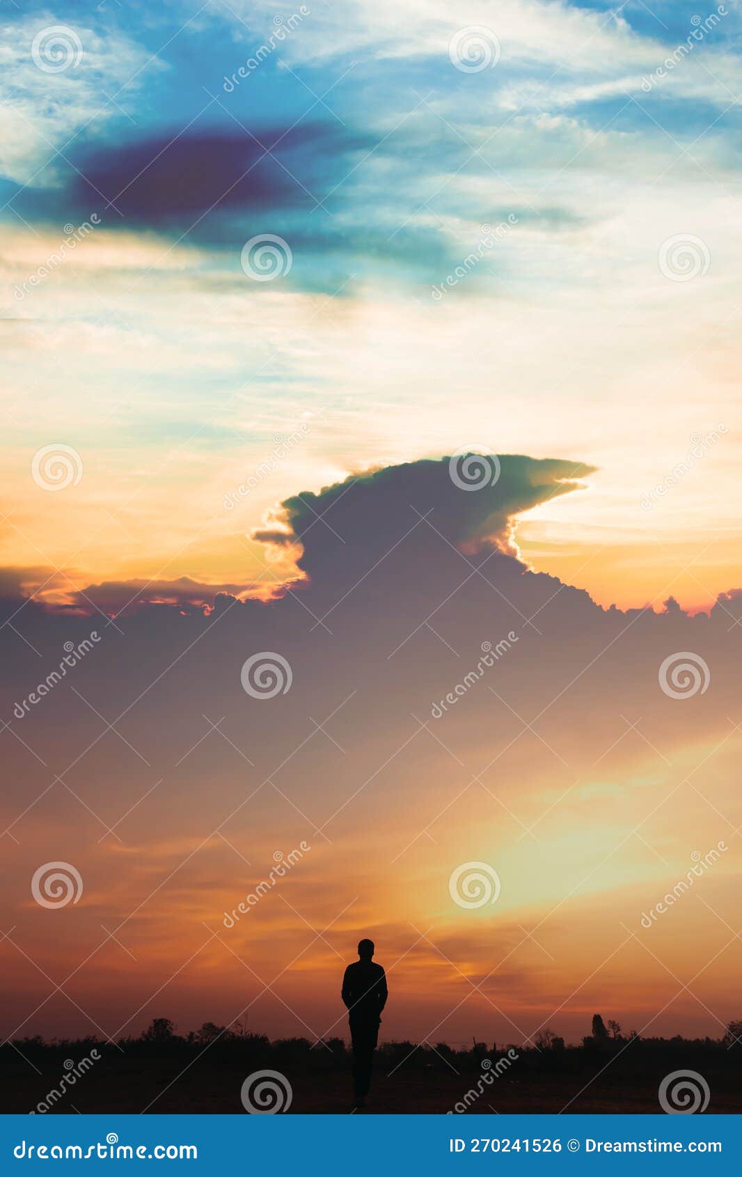 Silhouette Man Standing in the Sunset Stock Photo - Image of golden ...